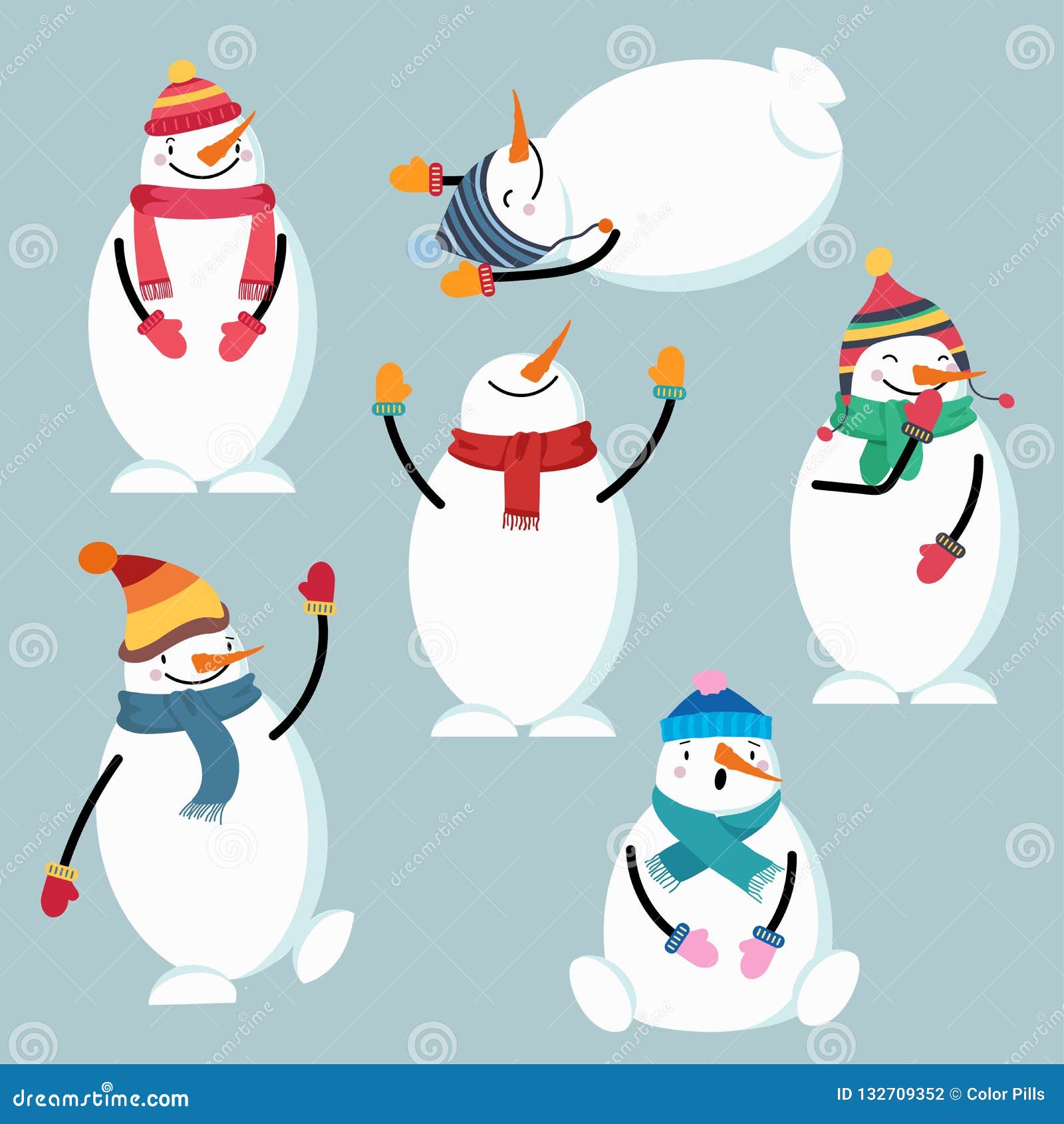 Snowman Collection Vector Illustration | CartoonDealer.com #103752744