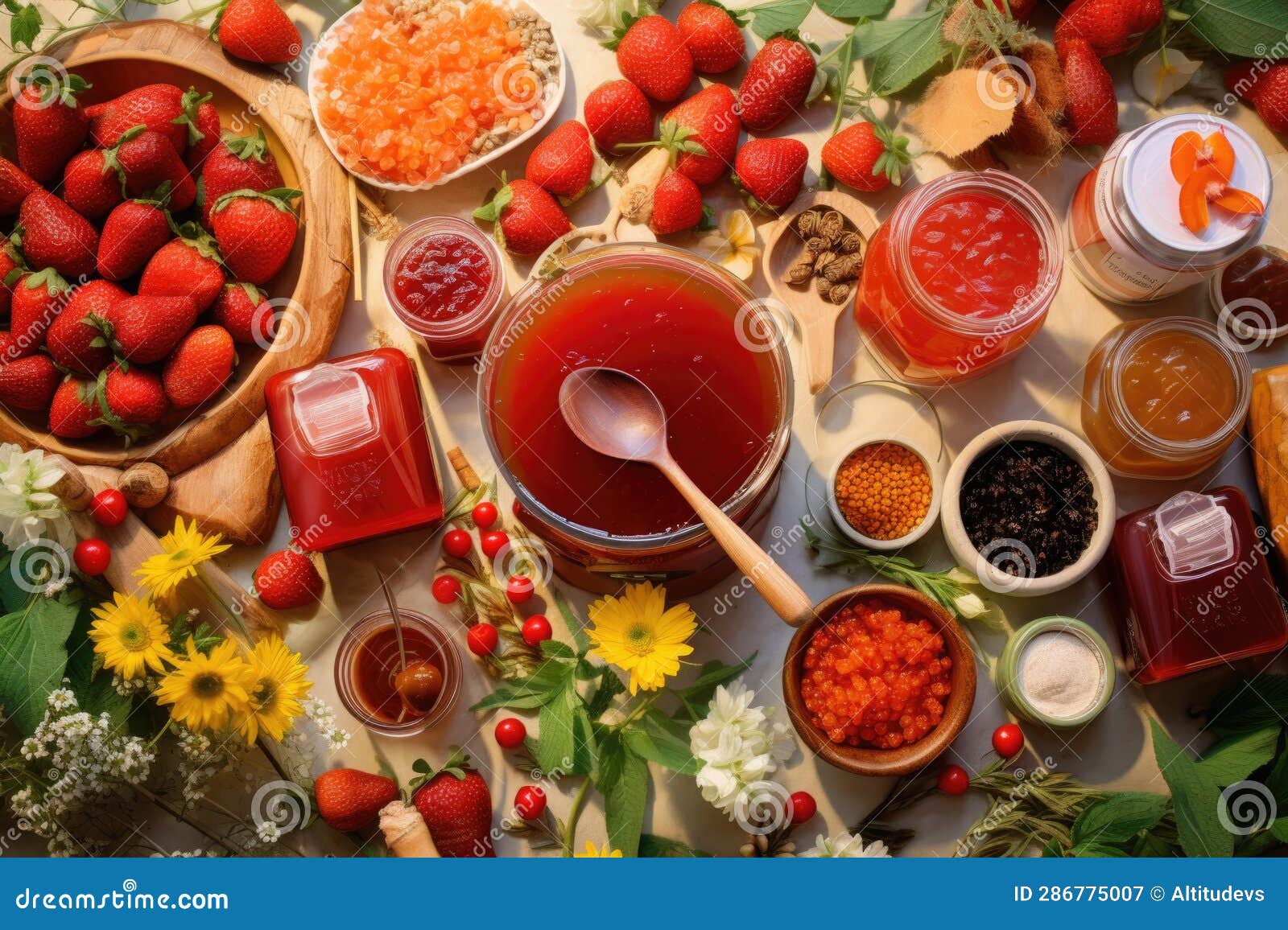 Beautiful Flat Lay of Jam-making Process and Ingredients Stock Image ...