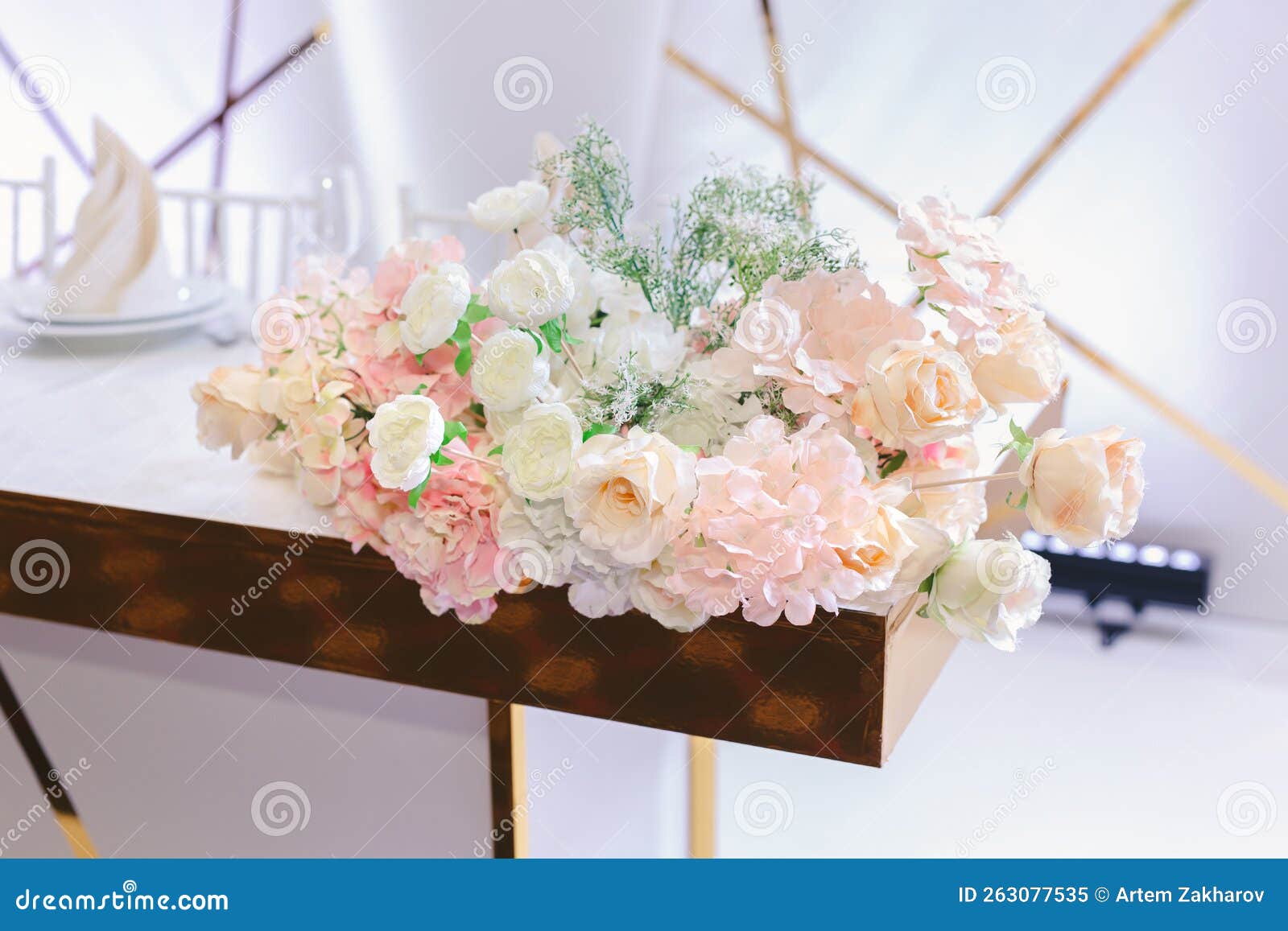 Beautiful Floral Arrangement on the Wedding Table. Stock Image - Image ...