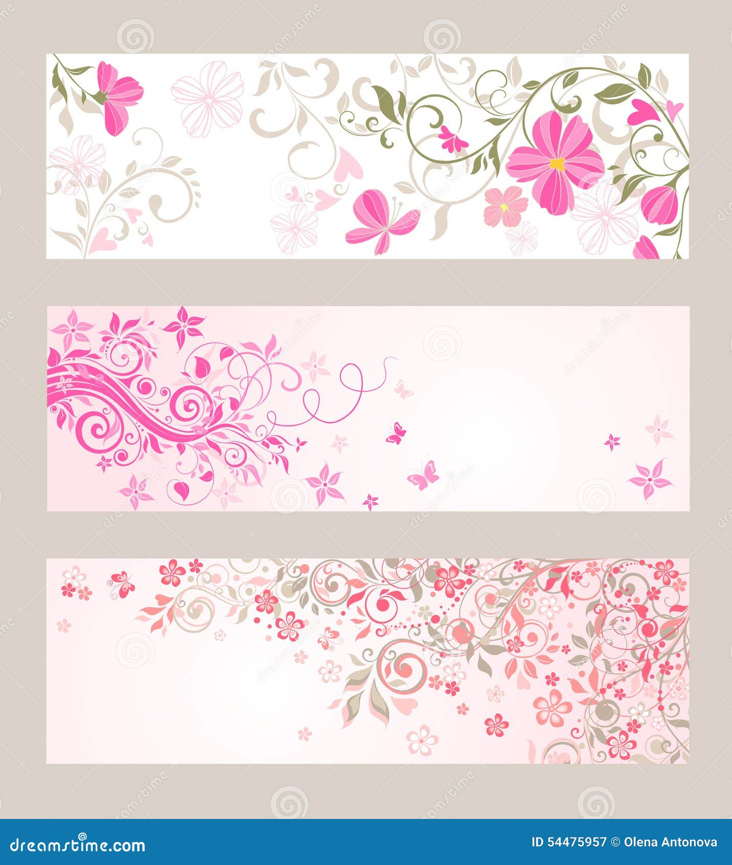 Beautiful floral banners stock vector. Illustration of beautiful - 54475957