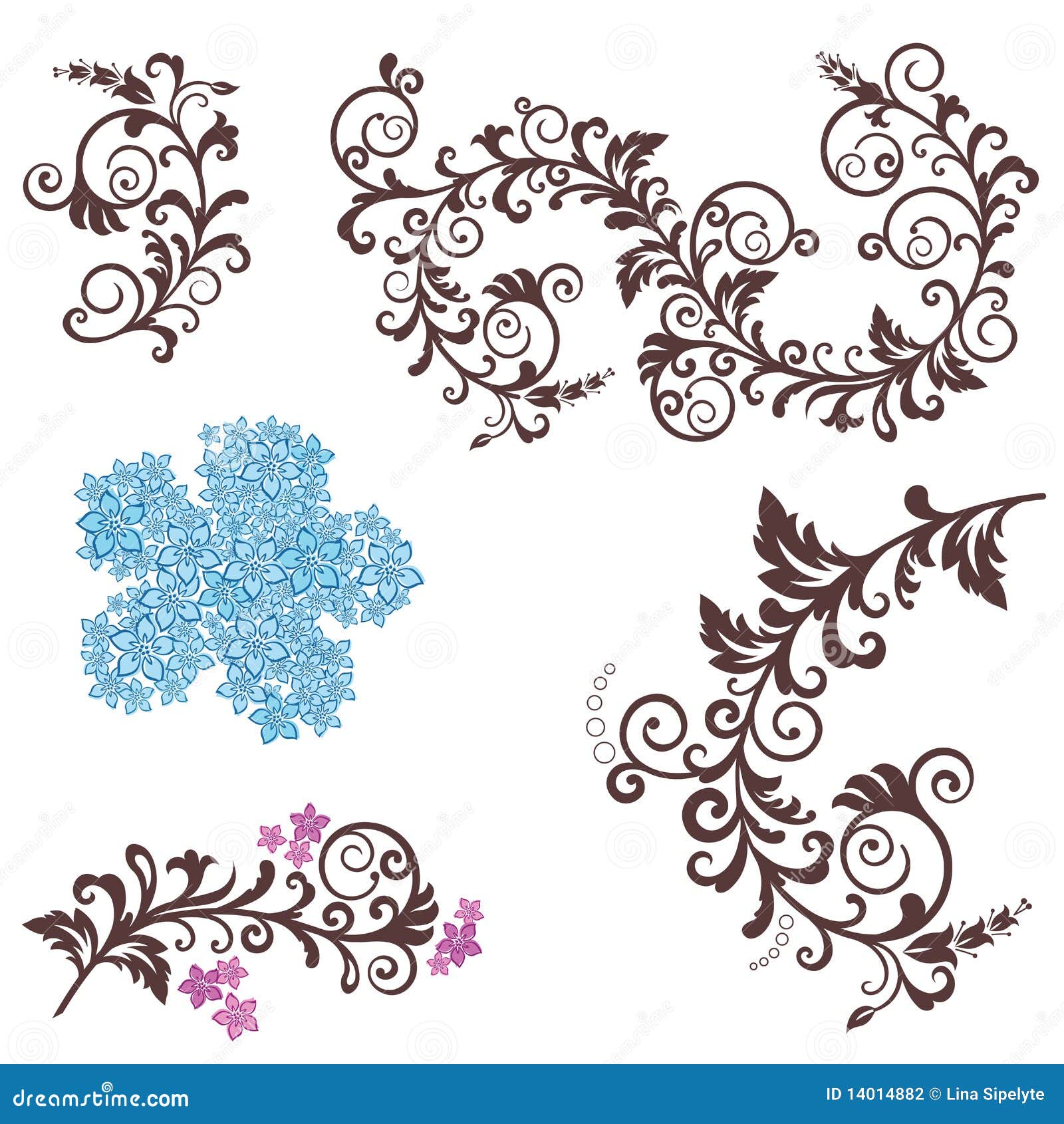 Beautiful Floral Design Elements Stock Vector - Illustration of ornate ...