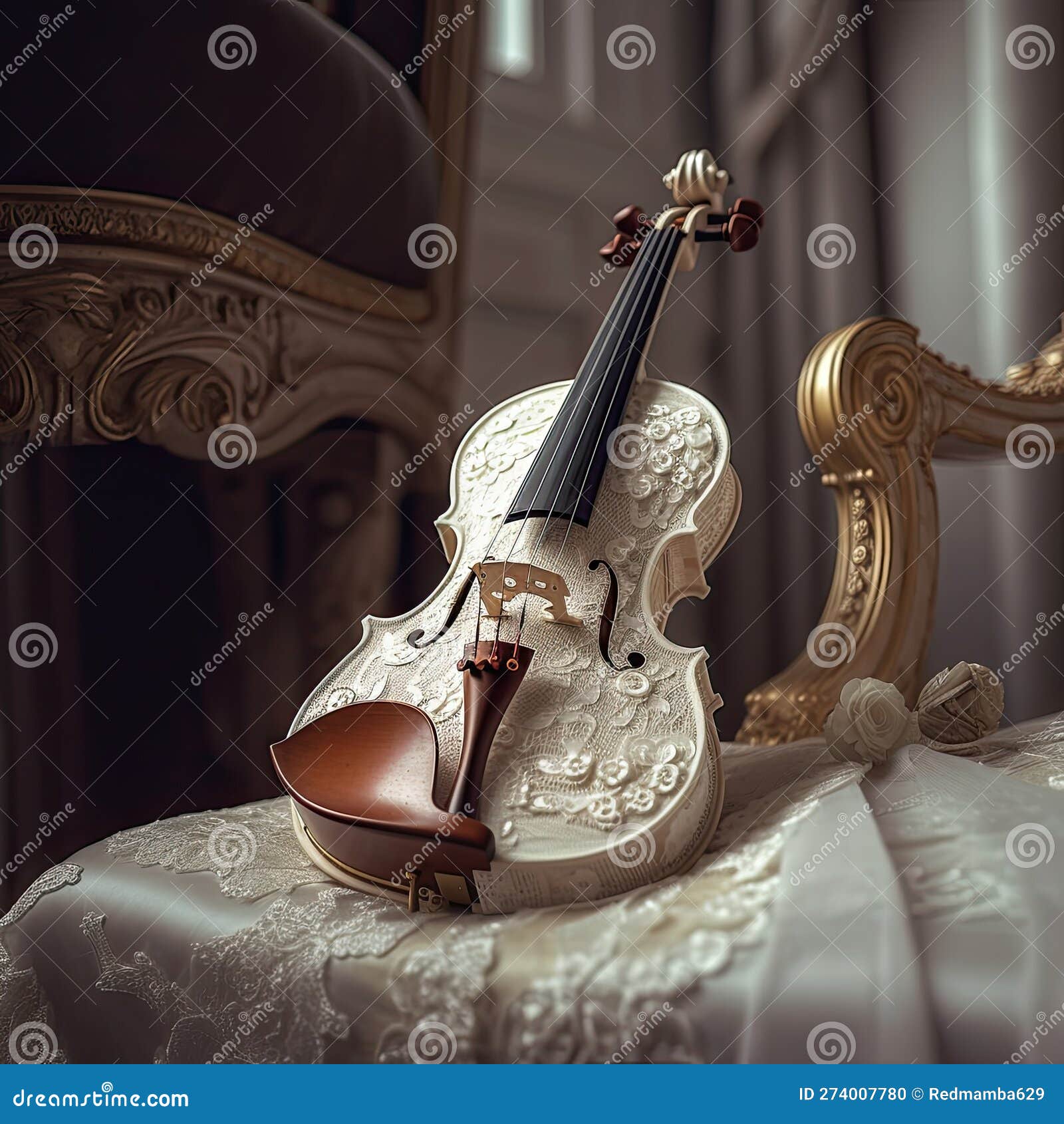 Beautiful Floral Design Violin Created with Generative Ai Technology ...