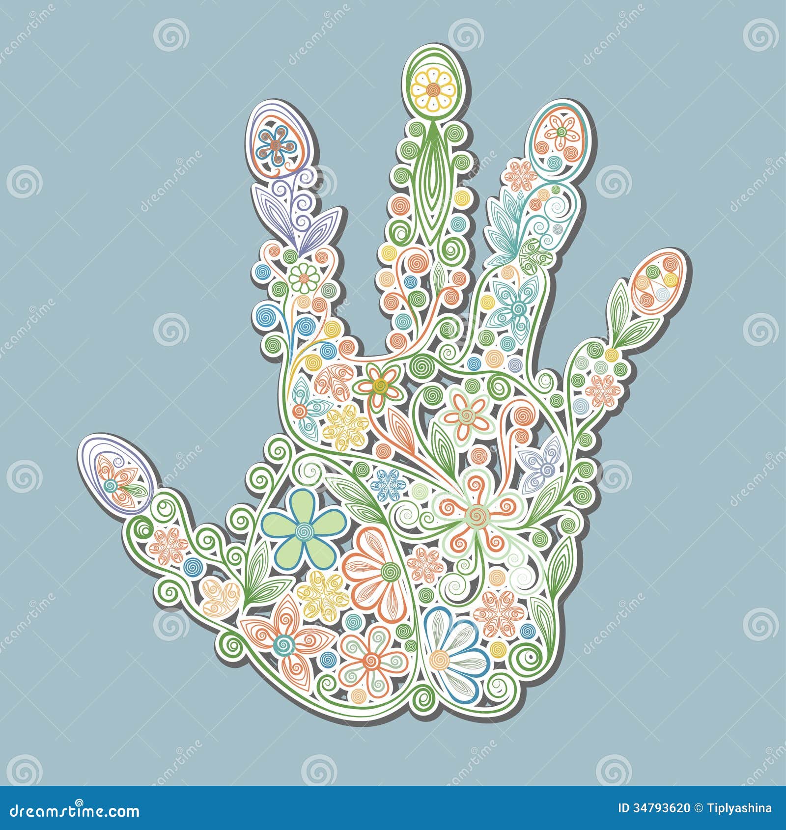 Beautiful floral hand stock vector. Illustration of sign - 34793620
