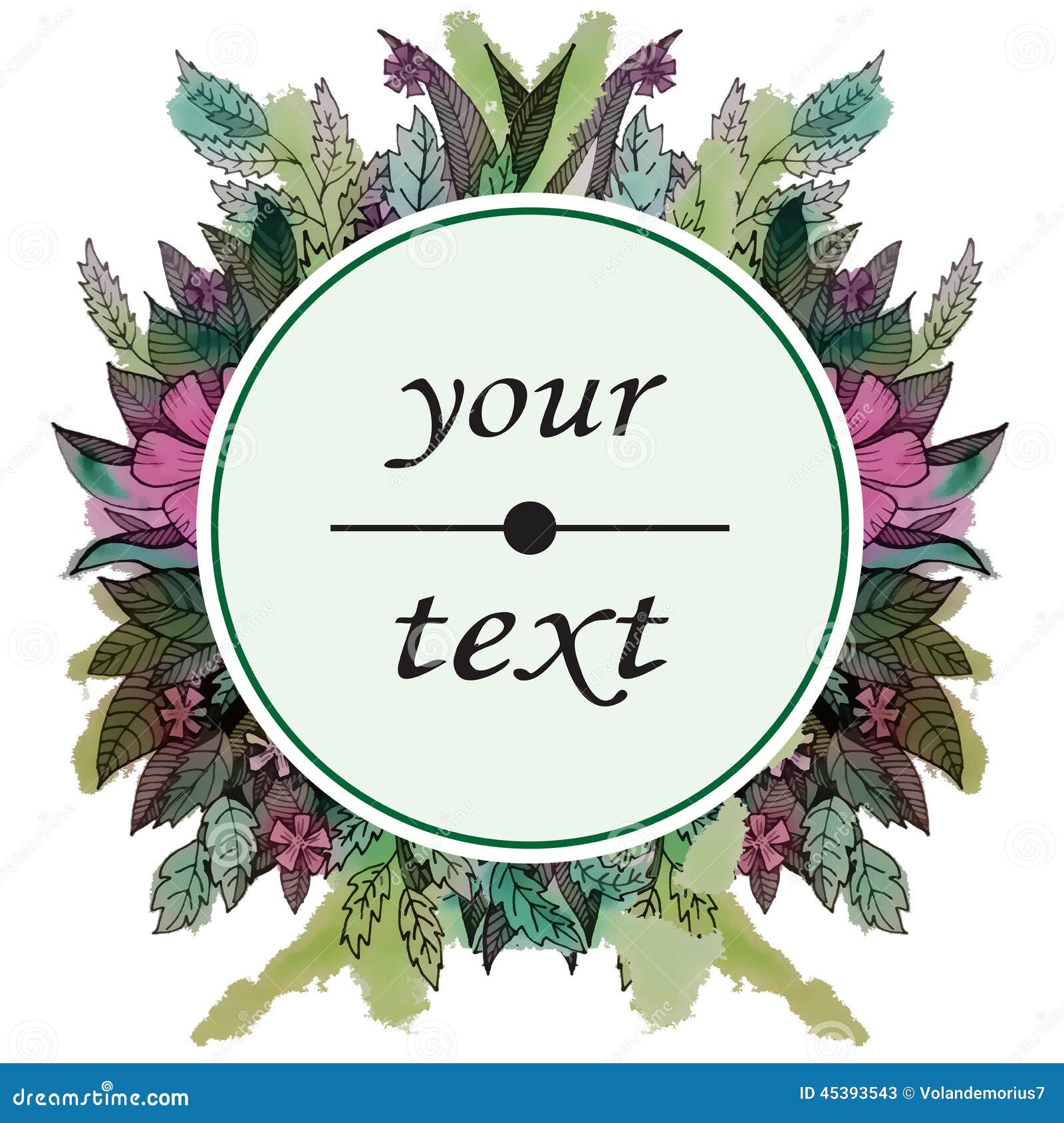 Beautiful Floral Label Round Shape Stock Illustration - Illustration of ...