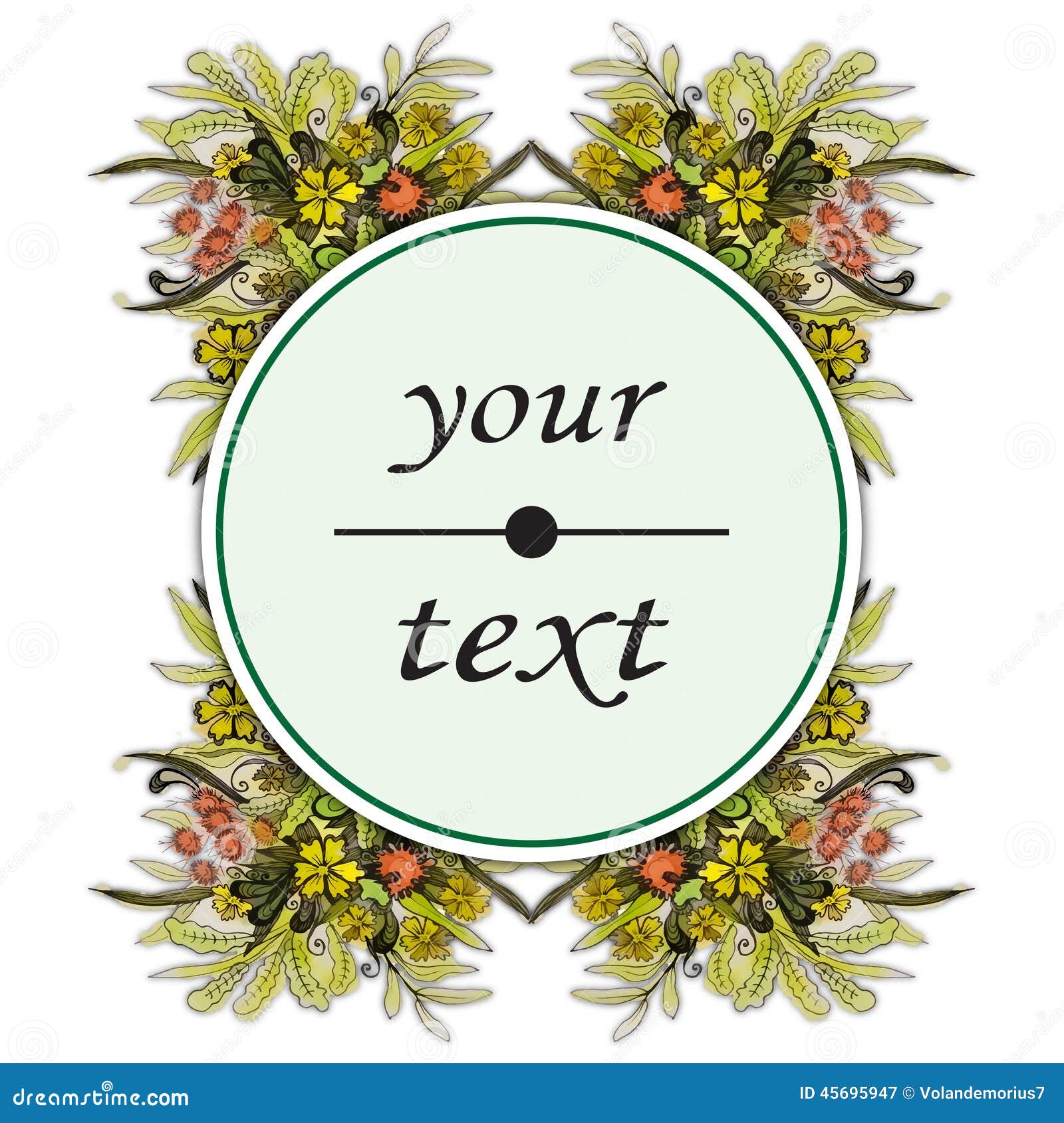 Beautiful Floral Label Round Shape Stock Illustration - Illustration of ...