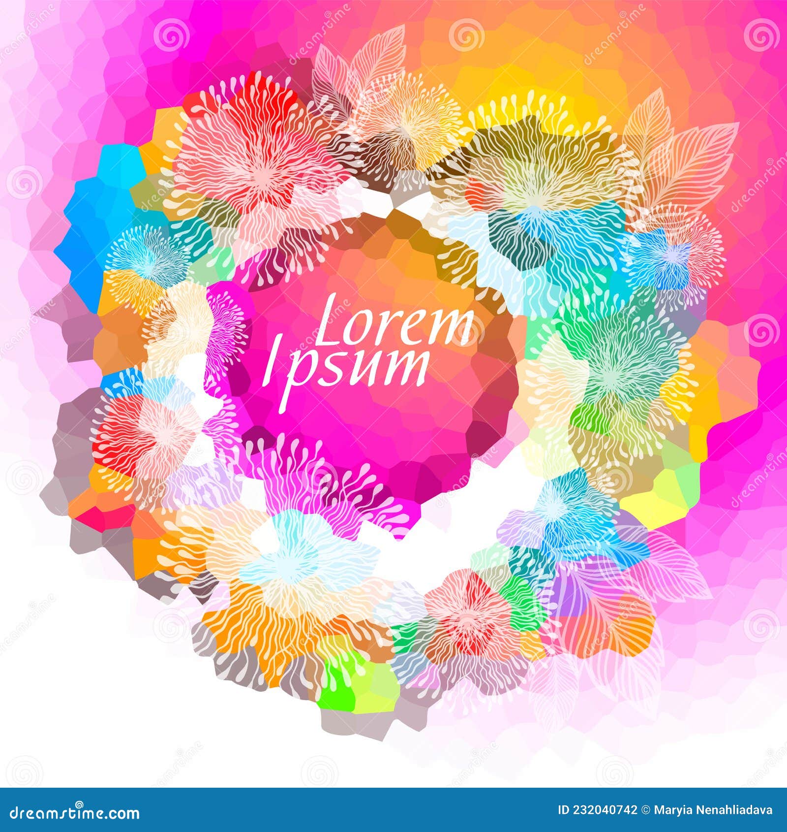 Beautiful Floral Multi-colored Frame. Vector Illustration Stock Vector ...