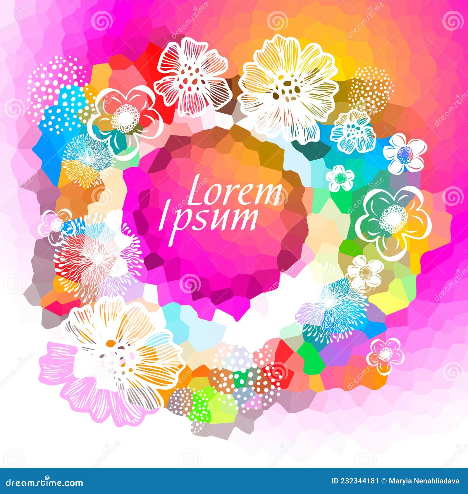 Beautiful Floral Multi-colored Frame. Vector Illustration Stock Vector ...