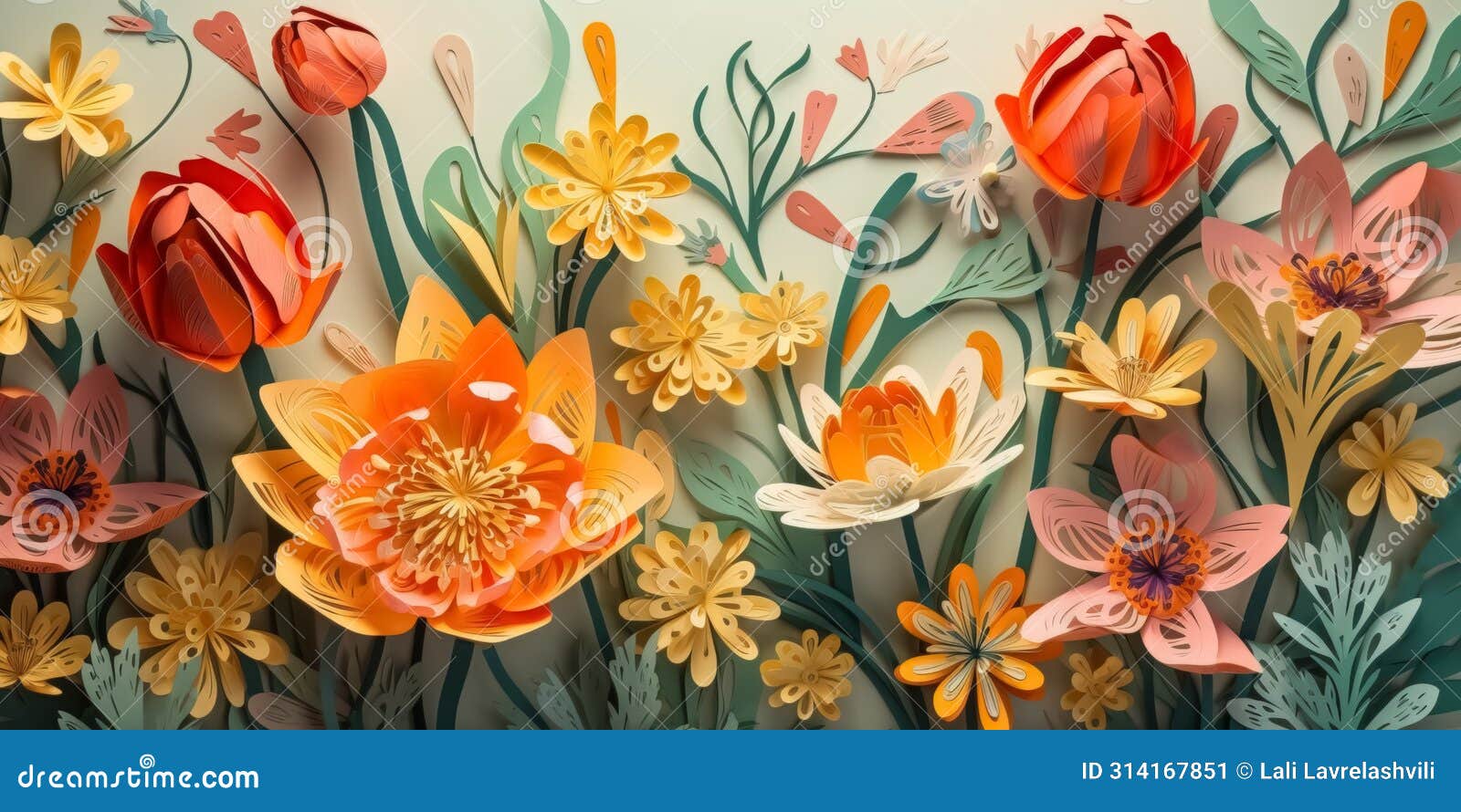 Beautiful Floral Paper Cut Wallpaper Stock Illustration - Illustration ...