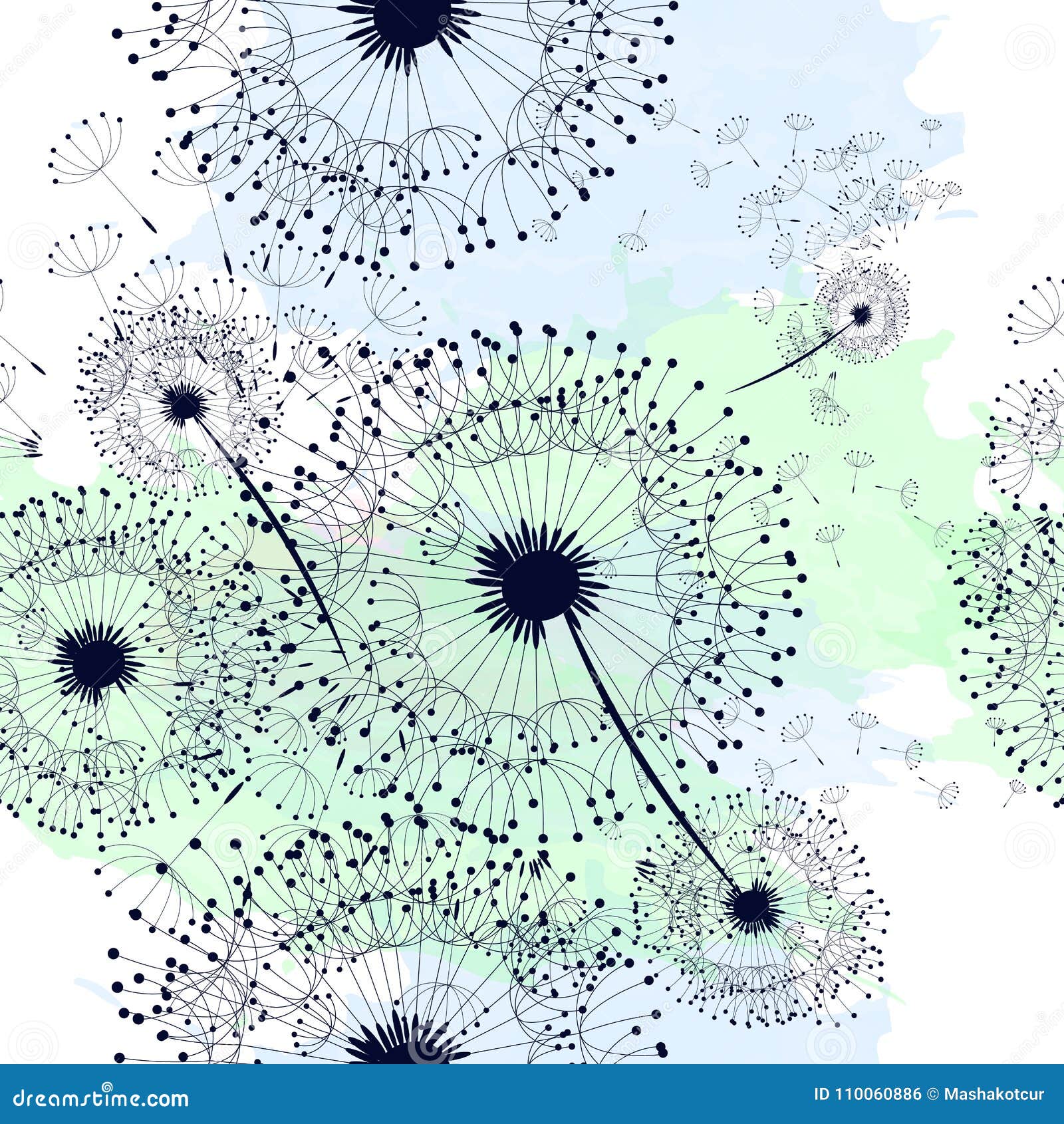 Beautiful Floral Pattern Dandelions Stock Vector - Illustration of ...