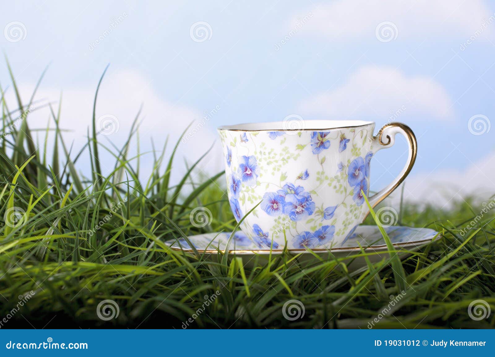 Beautiful Floral Patterned Cup in Grass Stock Photo - Image of beauty ...