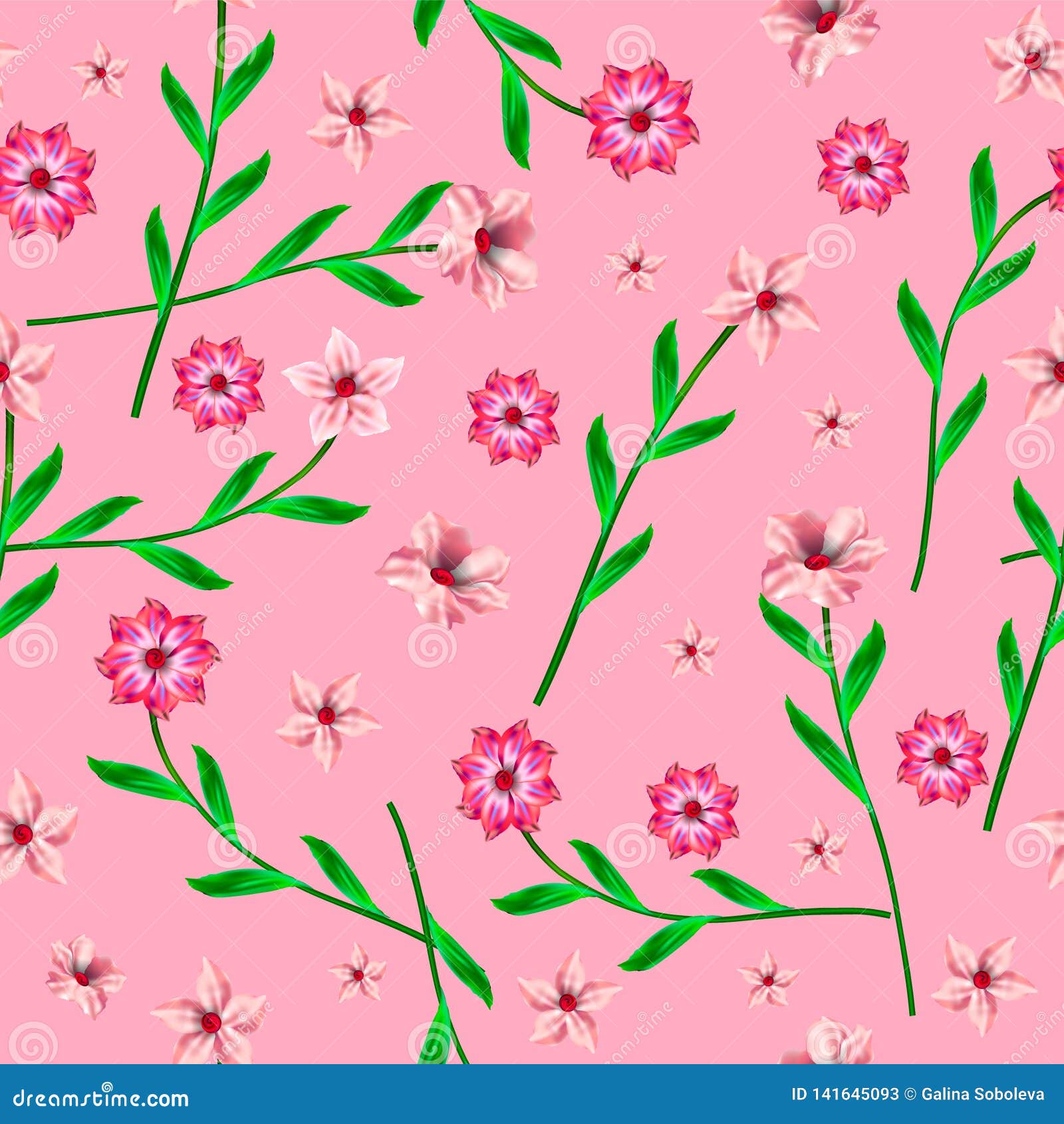 Beautiful Floral Seamless Pattern on Pink Background.Material or ...
