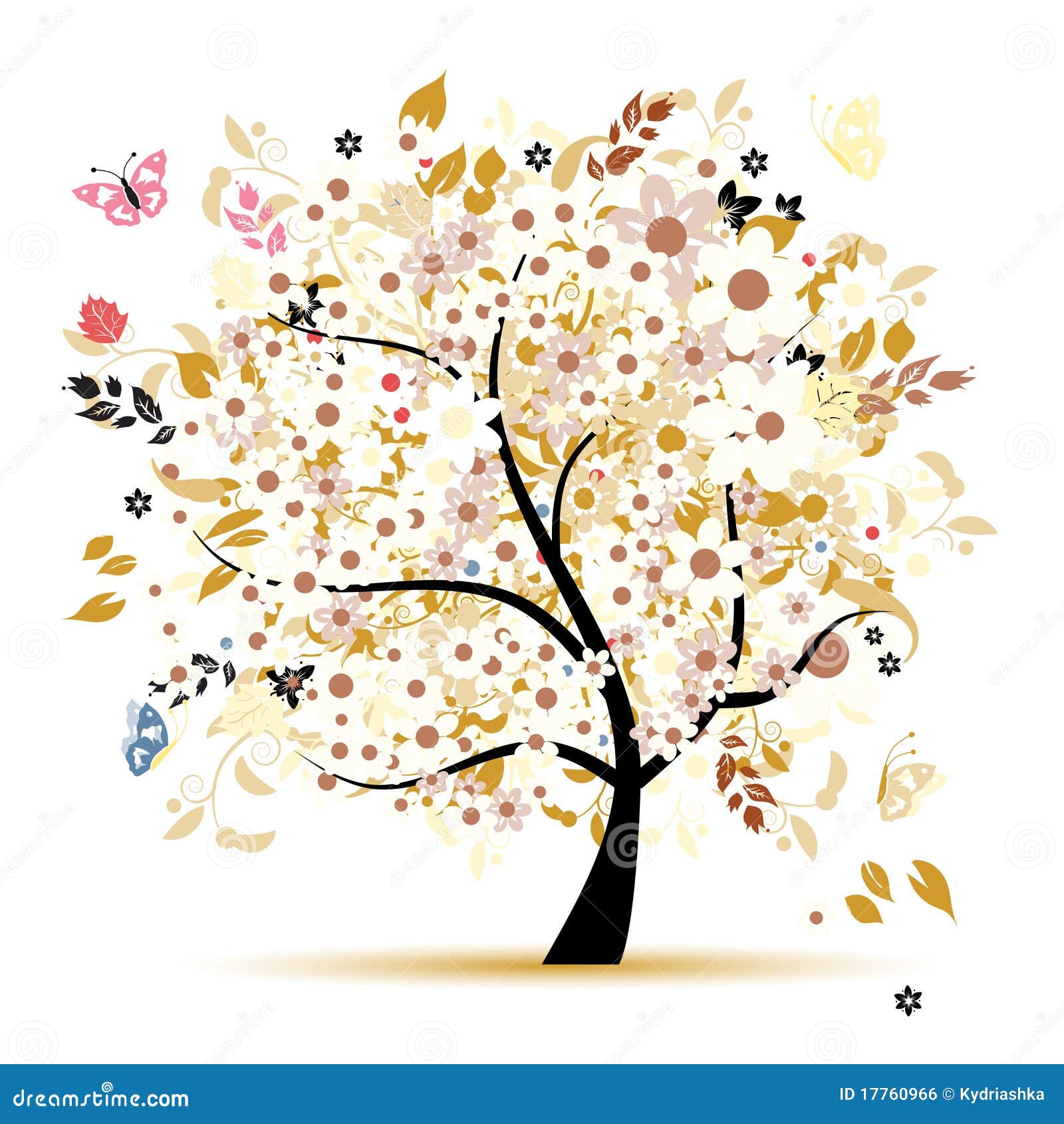 Beautiful Floral Tree for Your Design Stock Illustration - Illustration ...