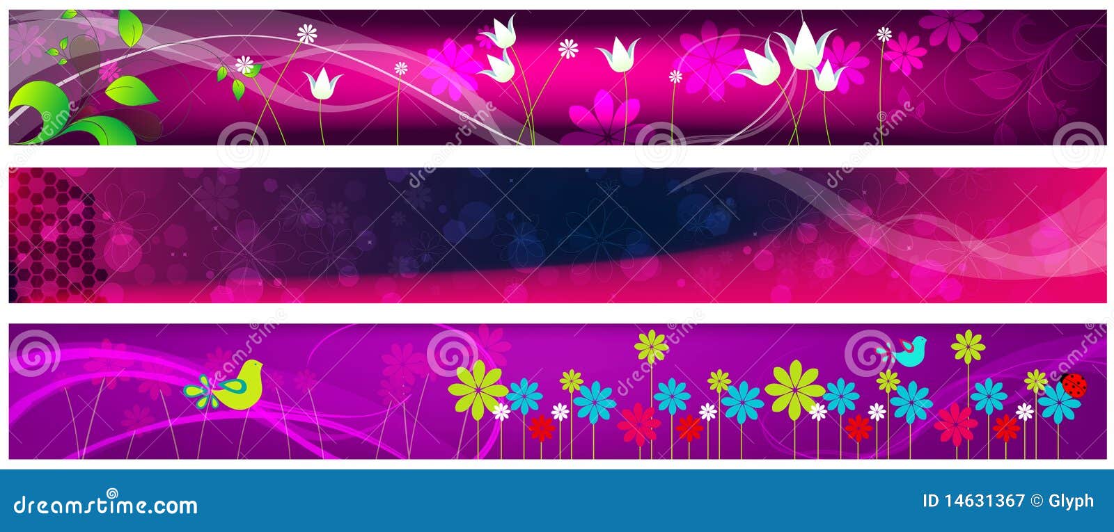 Beautiful Floral Web Banners Stock Vector - Illustration of element ...