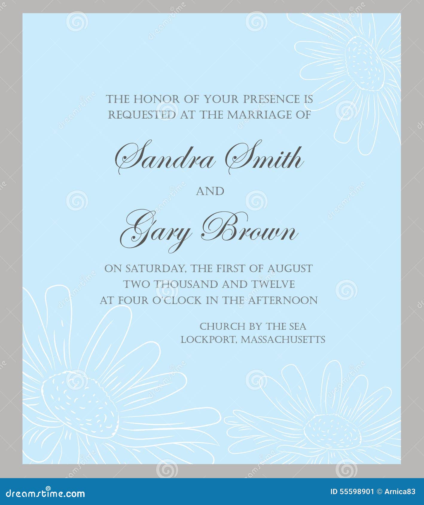 Beautiful Floral Wedding Invitations. Stock Vector - Illustration of ...