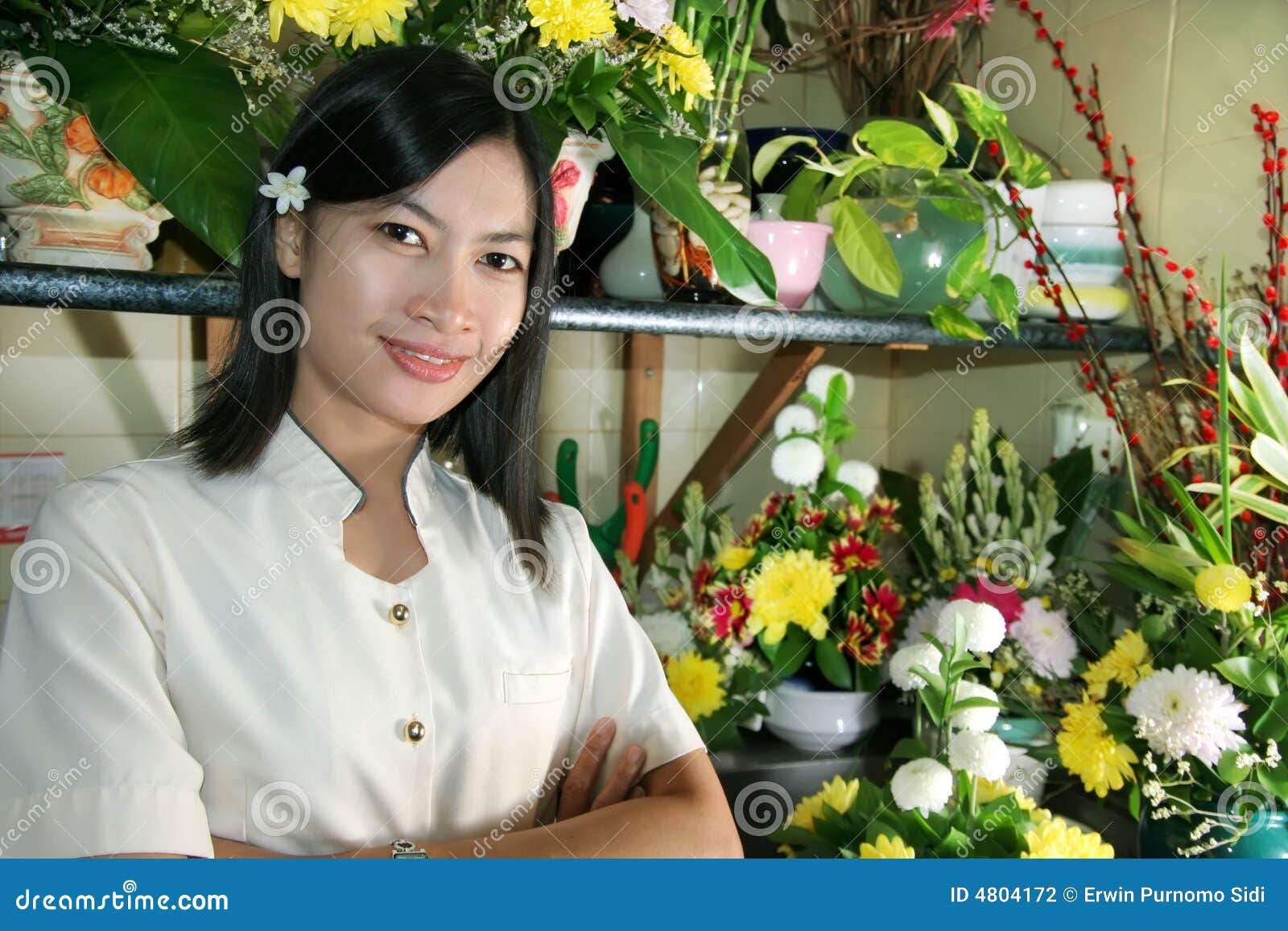 Beautiful florist at work stock photo. Image of industry - 4804172
