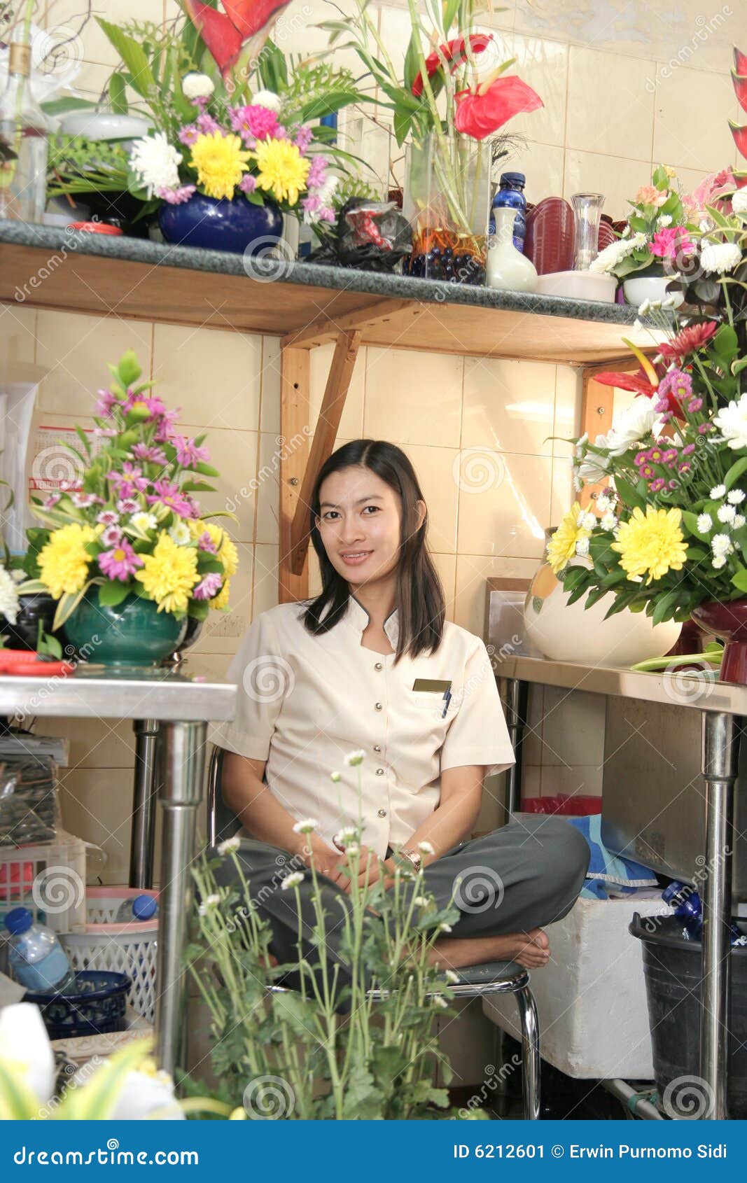 Beautiful florist at work stock image. Image of floral - 6212601