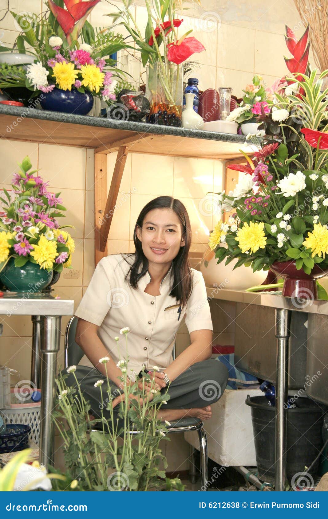 Beautiful florist at work stock photo. Image of floristry - 6212638