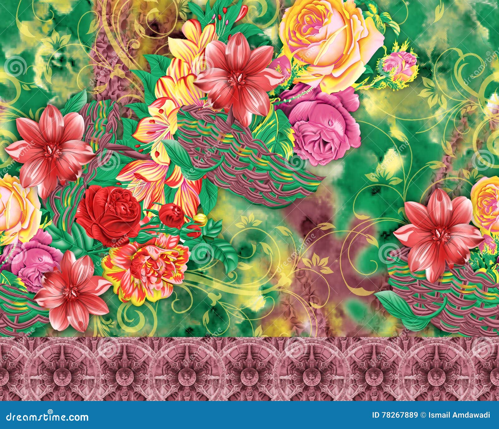 Beautiful Flower Background Pattern Stock Illustration - Illustration ...