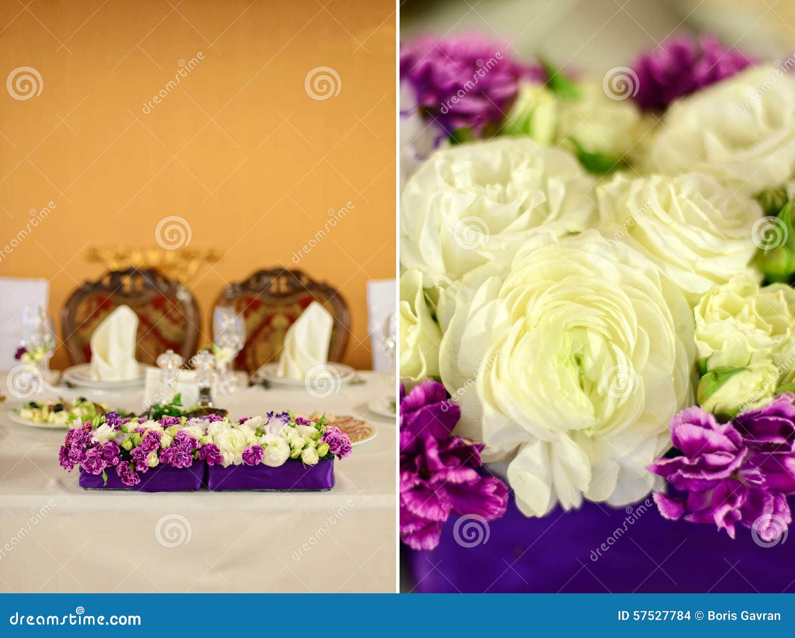 Beautiful Flower Composition on the Wedding Table Stock Photo - Image ...