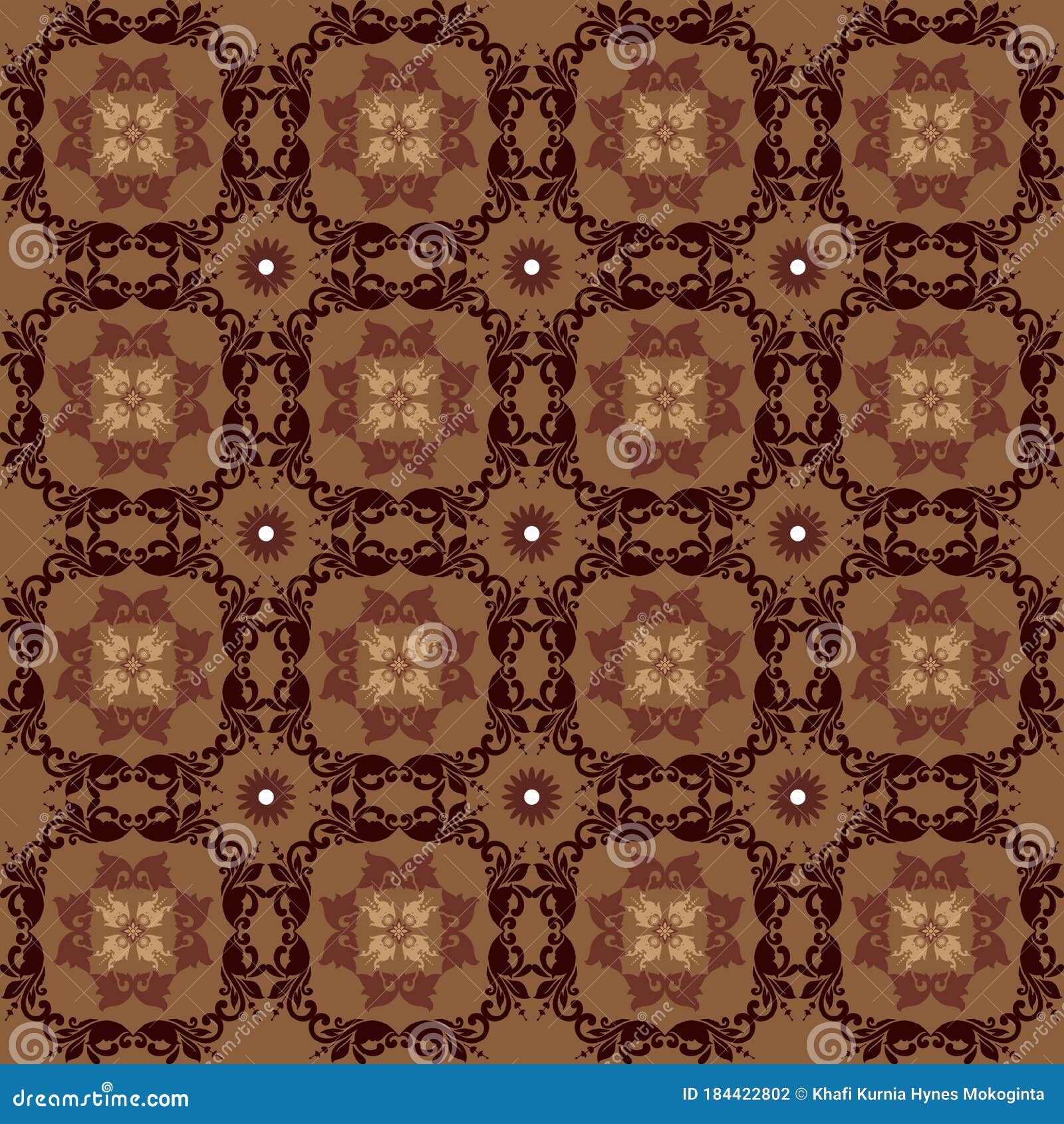 Beautiful Flower Design on Central Java Batik with Simple Dark Brown ...