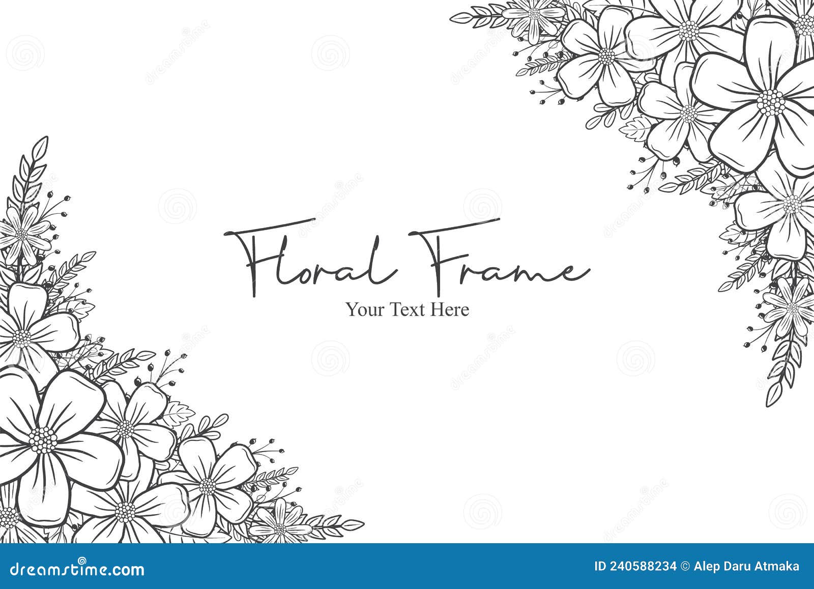 Beautiful Flower Frame Background in Outline Design Stock Vector ...