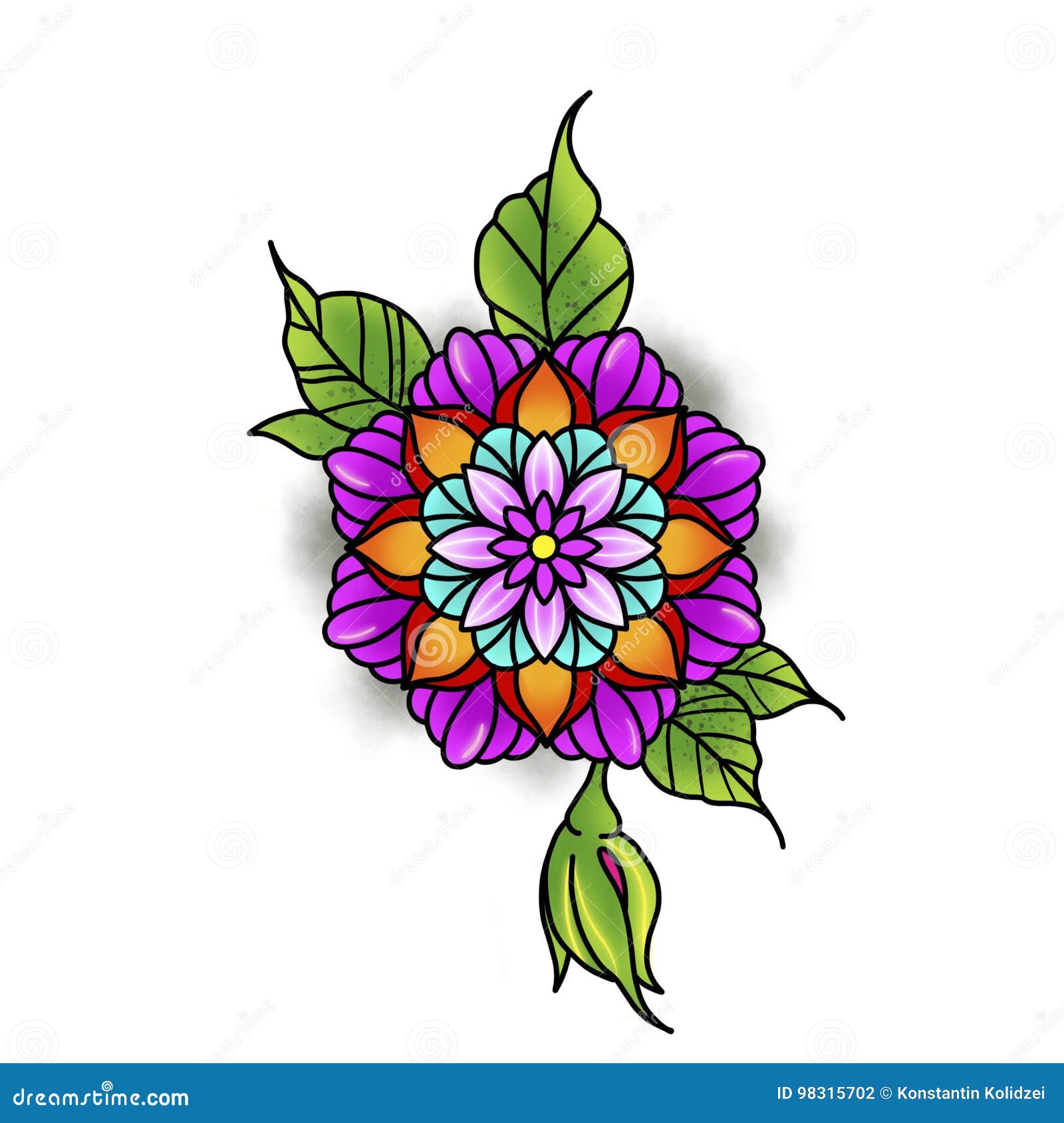 Beautiful flower mandala. stock illustration. Illustration of lotus ...