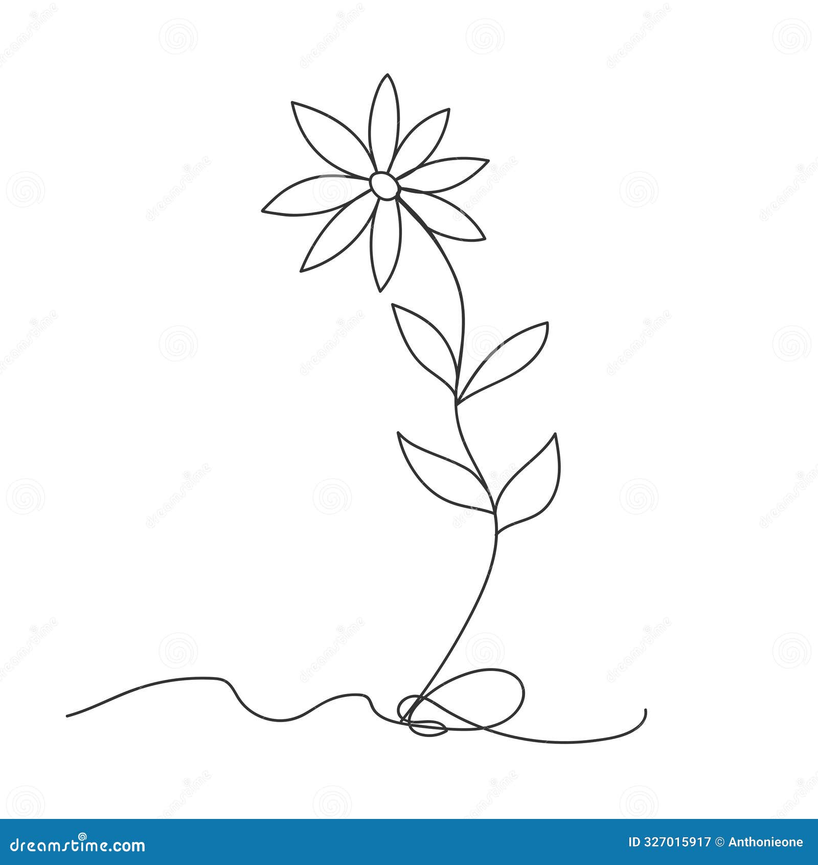 Beautiful Flower One Line Continuous Drawing Style Isolated Vector ...
