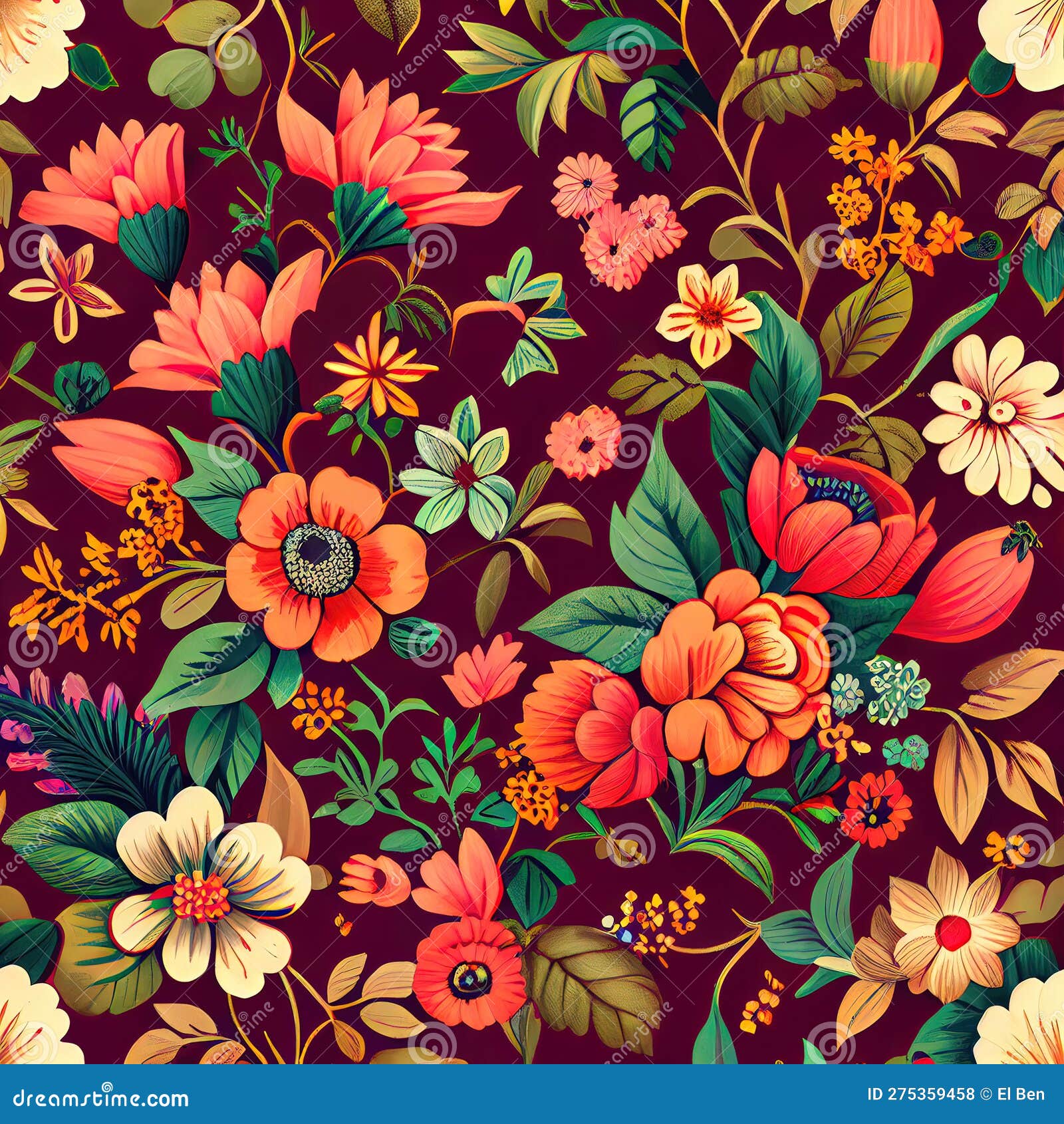 Beautiful Flower Pattern stock illustration. Illustration of beautiful ...