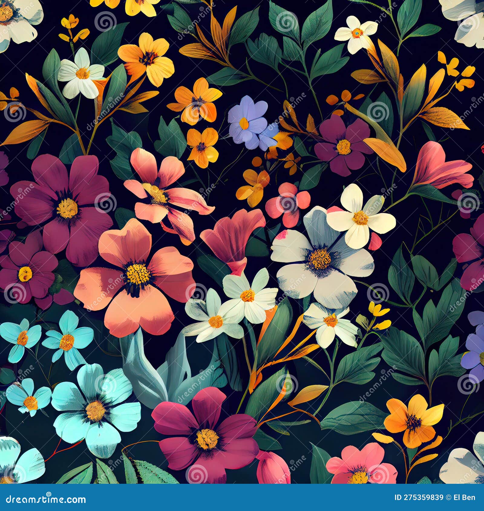 Beautiful Flower Pattern stock illustration. Illustration of print ...