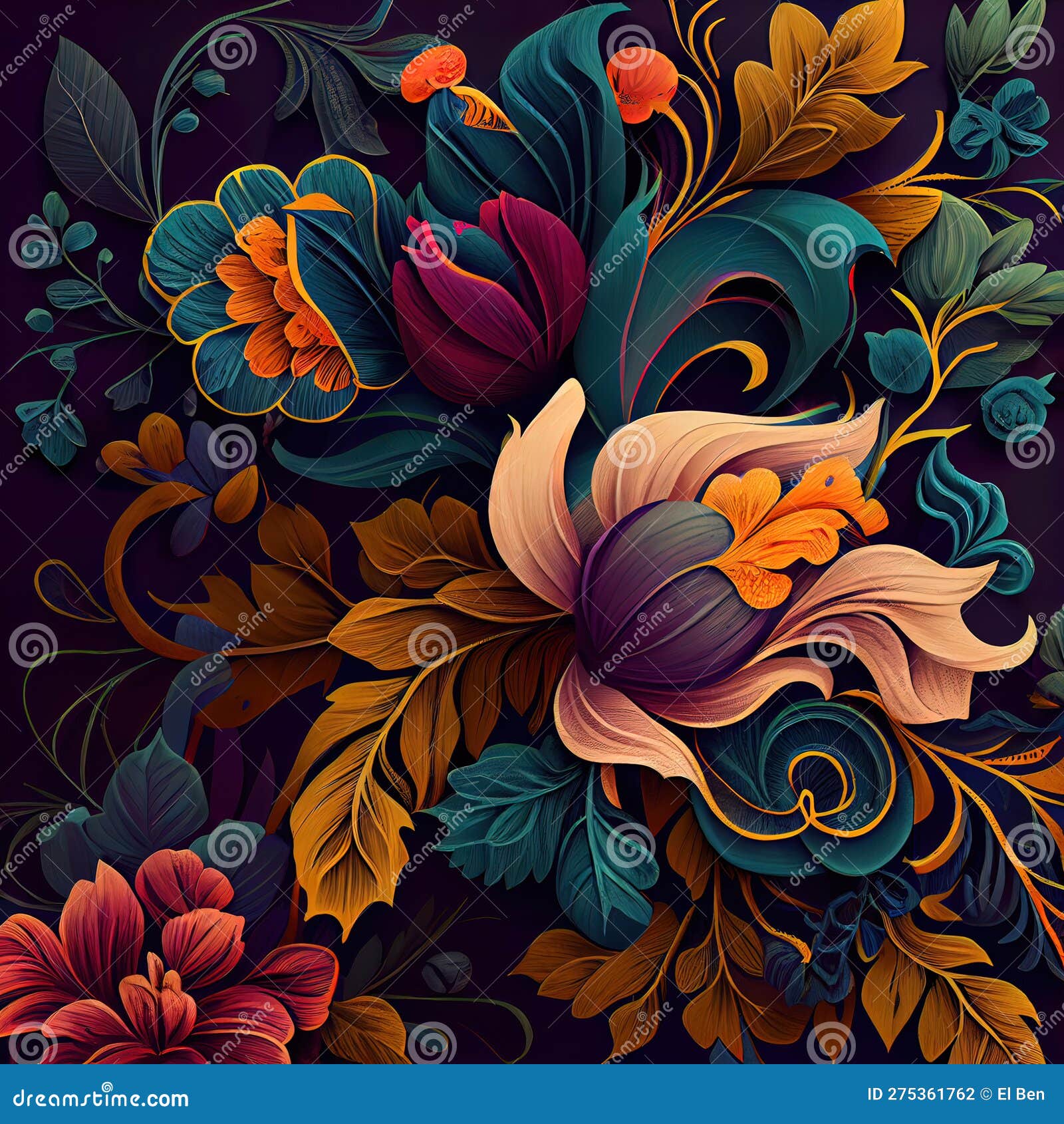 Beautiful Flower Pattern stock illustration. Illustration of nature ...