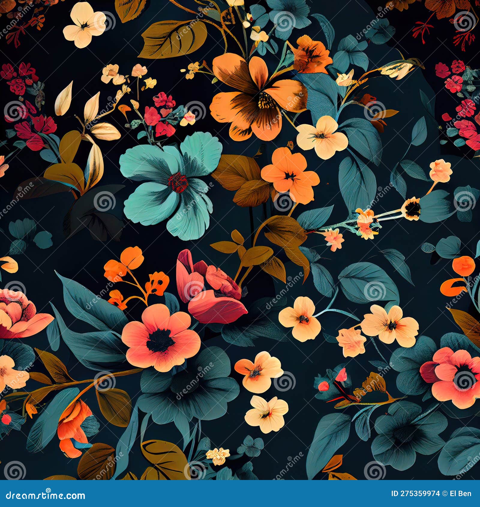 Beautiful Flower Pattern stock illustration. Illustration of botanical ...