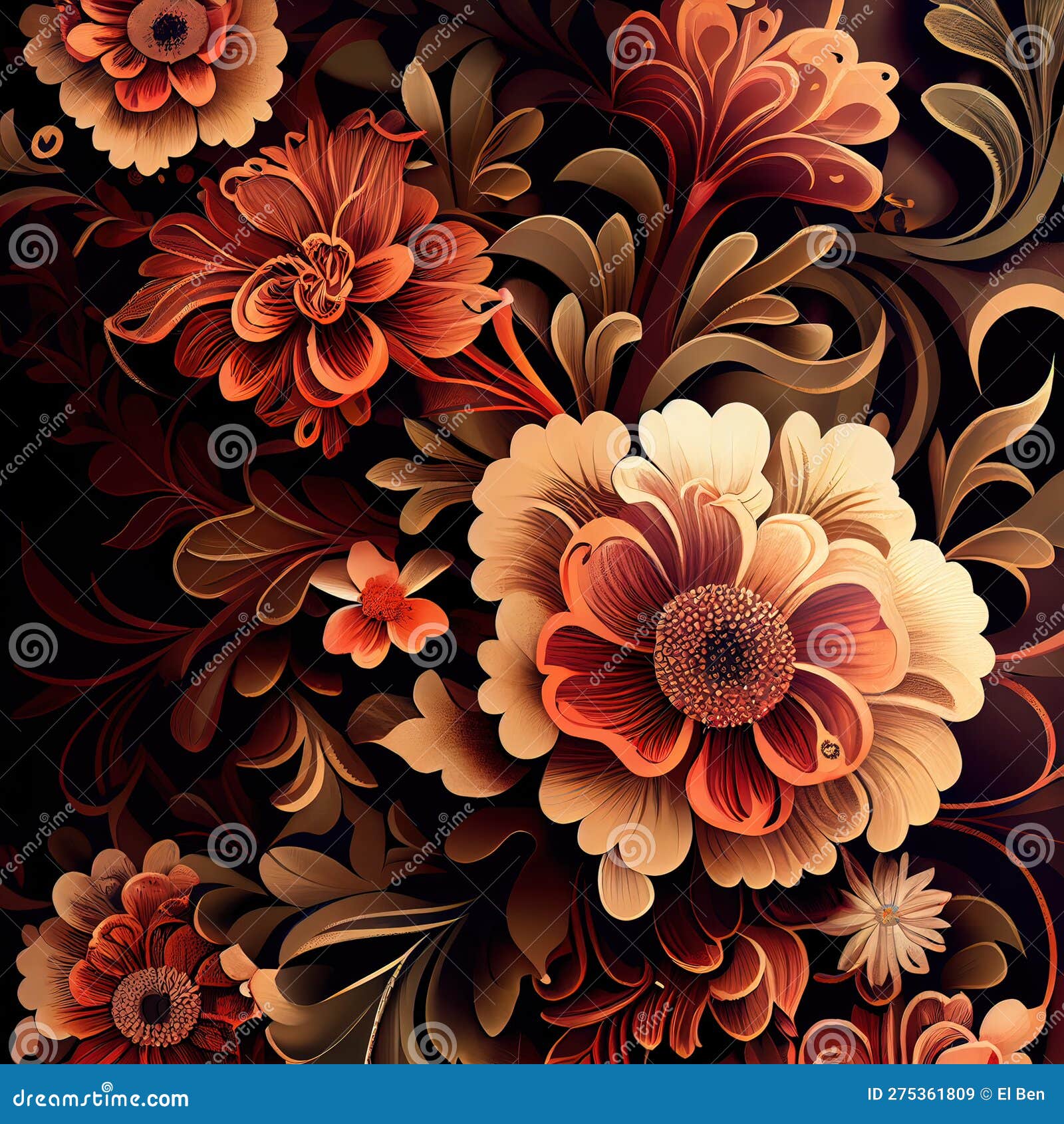 Beautiful Flower Pattern stock illustration. Illustration of seamless ...