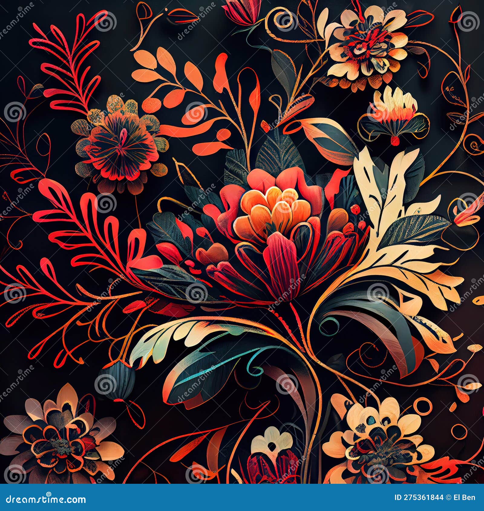 Beautiful Flower Pattern stock illustration. Illustration of graphics ...