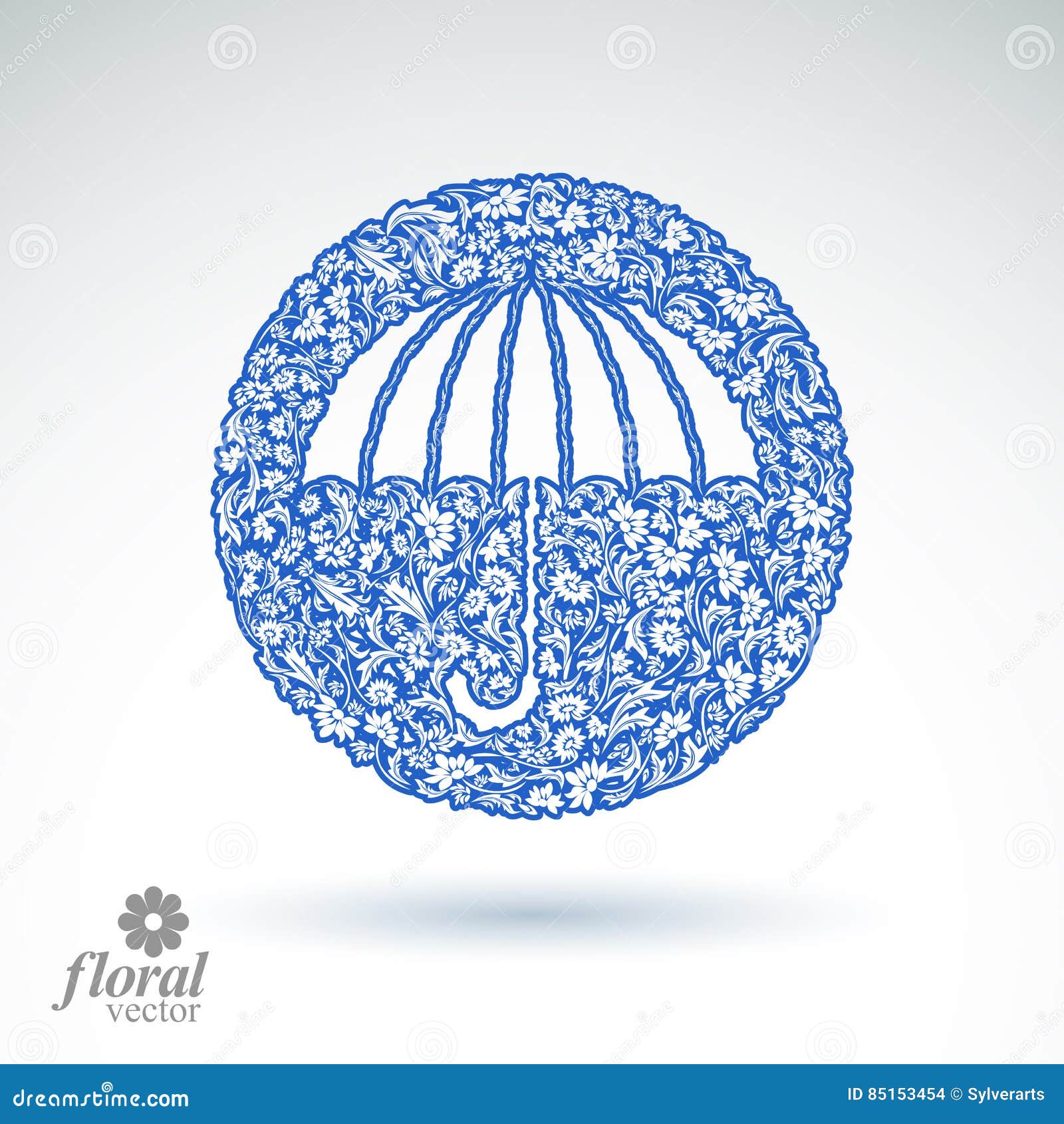 Beautiful Flower-patterned Umbrella. Stylized Accessory, Vector Stock ...