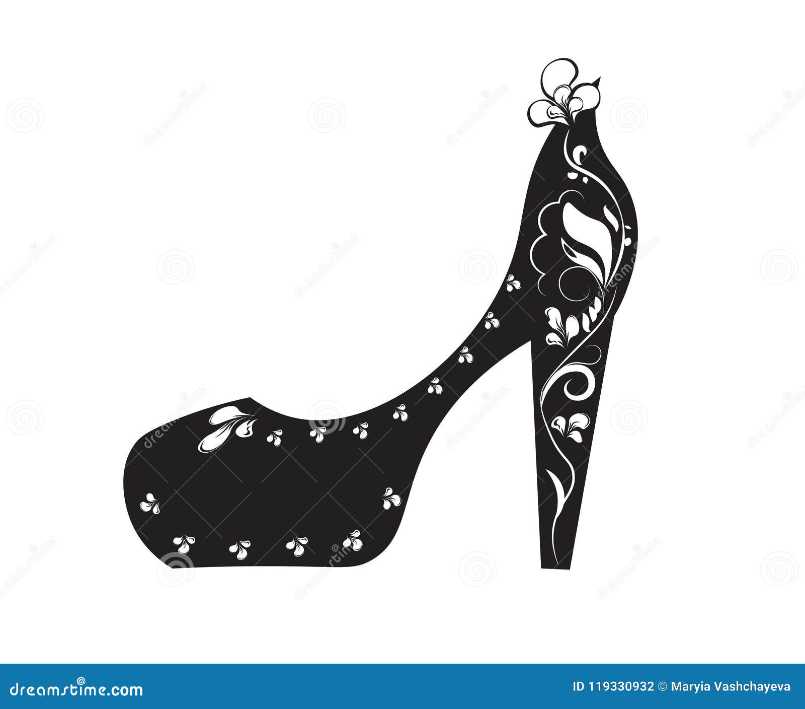 Beautiful Flower Vector Shoe Stock Vector - Illustration of decorate ...