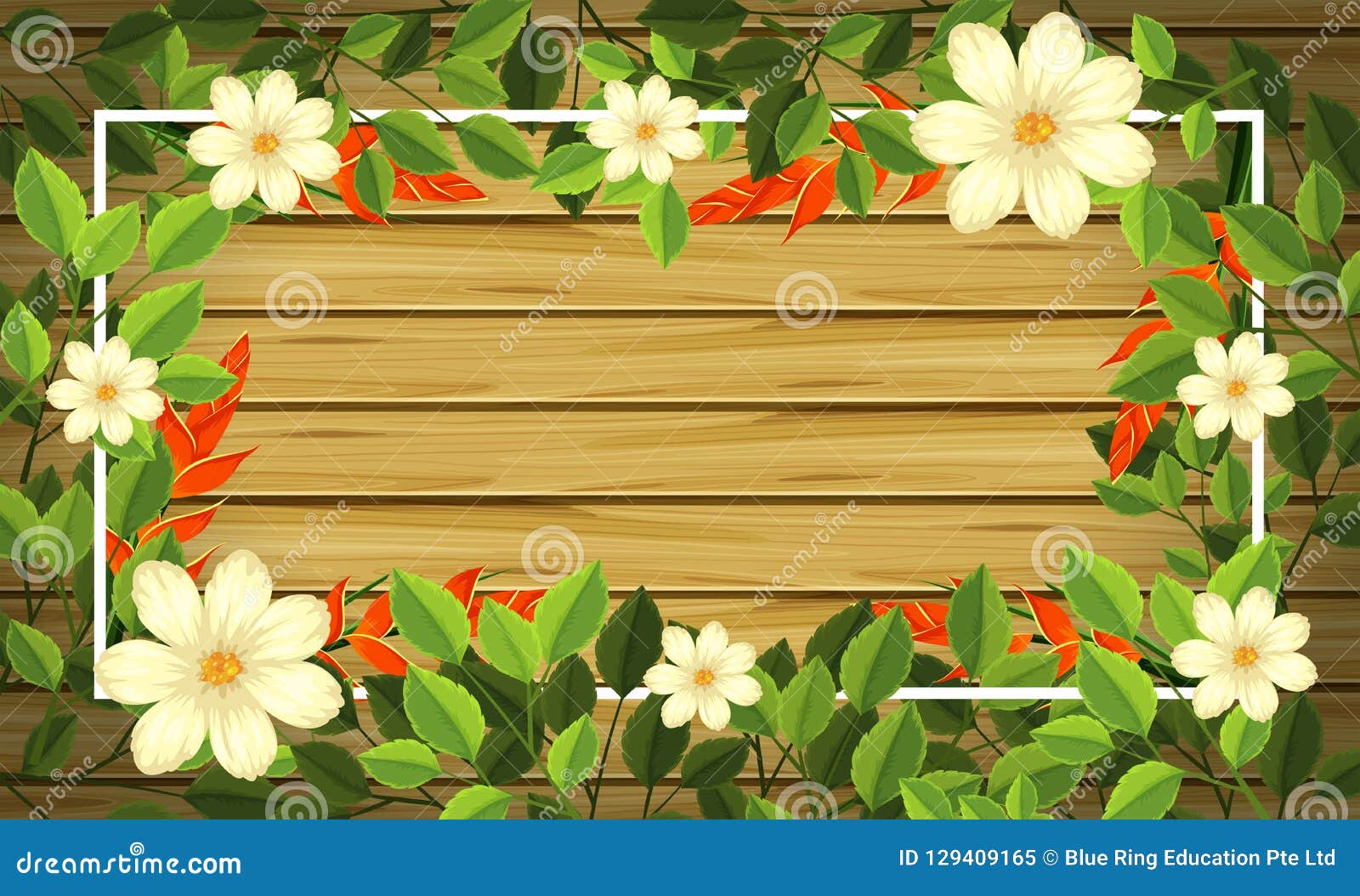Beautiful Flower on Wooden Frame Stock Vector - Illustration of ...