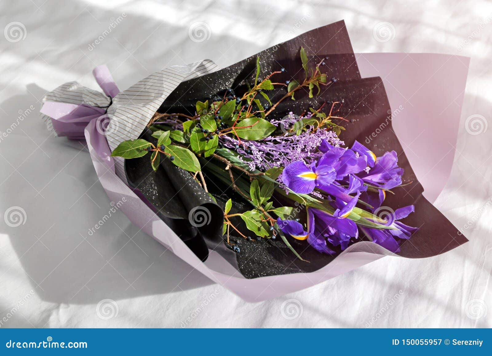 Beautiful Flowers As Gift on Bed Stock Image - Image of beautiful ...