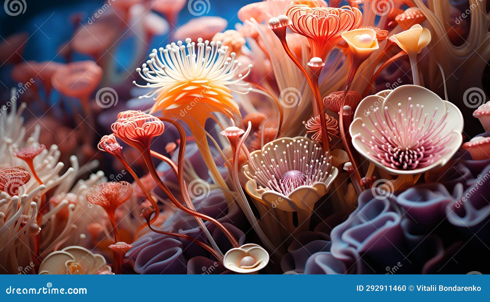 Beautiful Flowers on a Coral Reef Stock Illustration - Illustration of ...