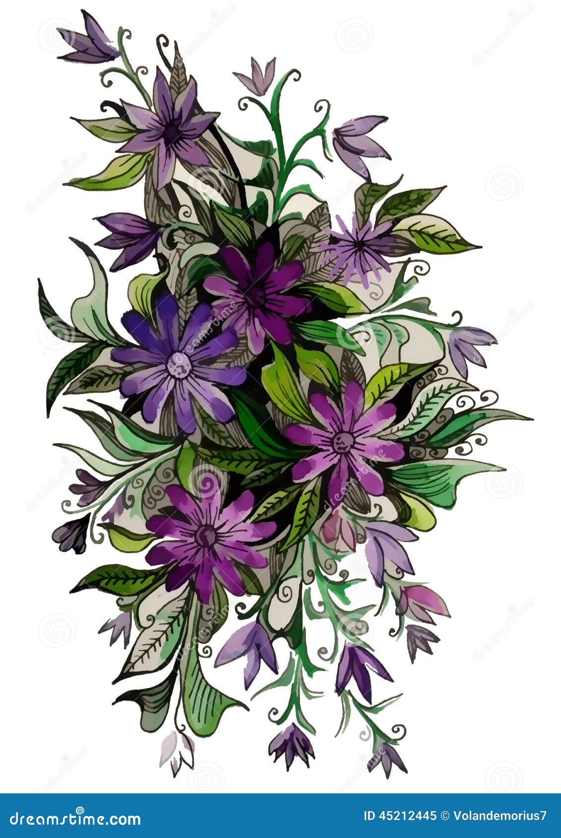 Beautiful Flowers of Different Colors Stock Illustration - Illustration ...