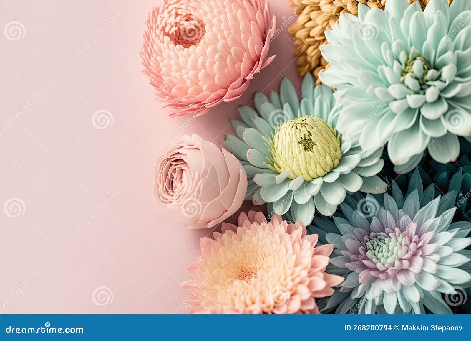 Beautiful Flowers with Empty Space. Botanical Art. Spring Illustration ...