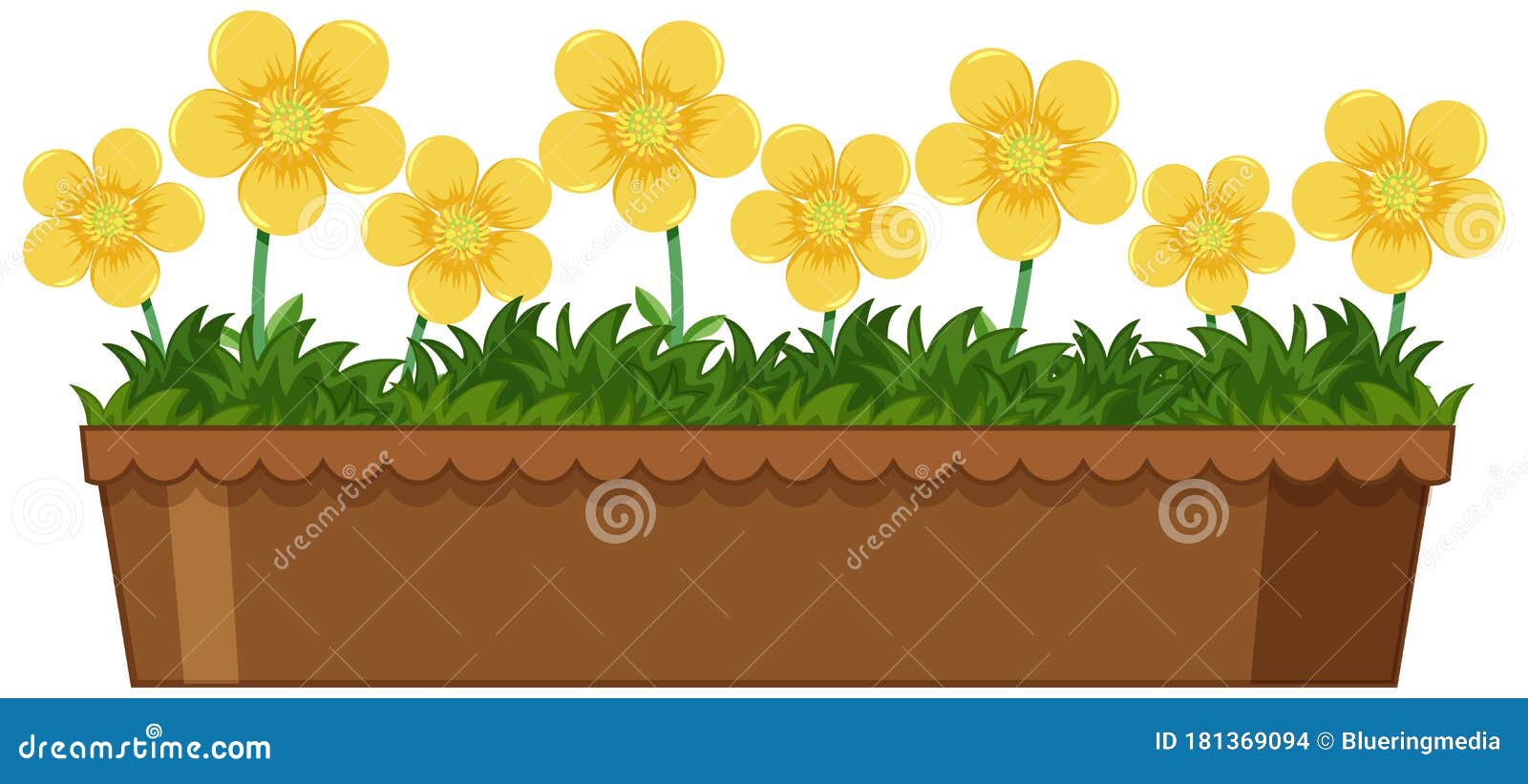 Beautiful Flowers in Pot on White Background Stock Vector ...