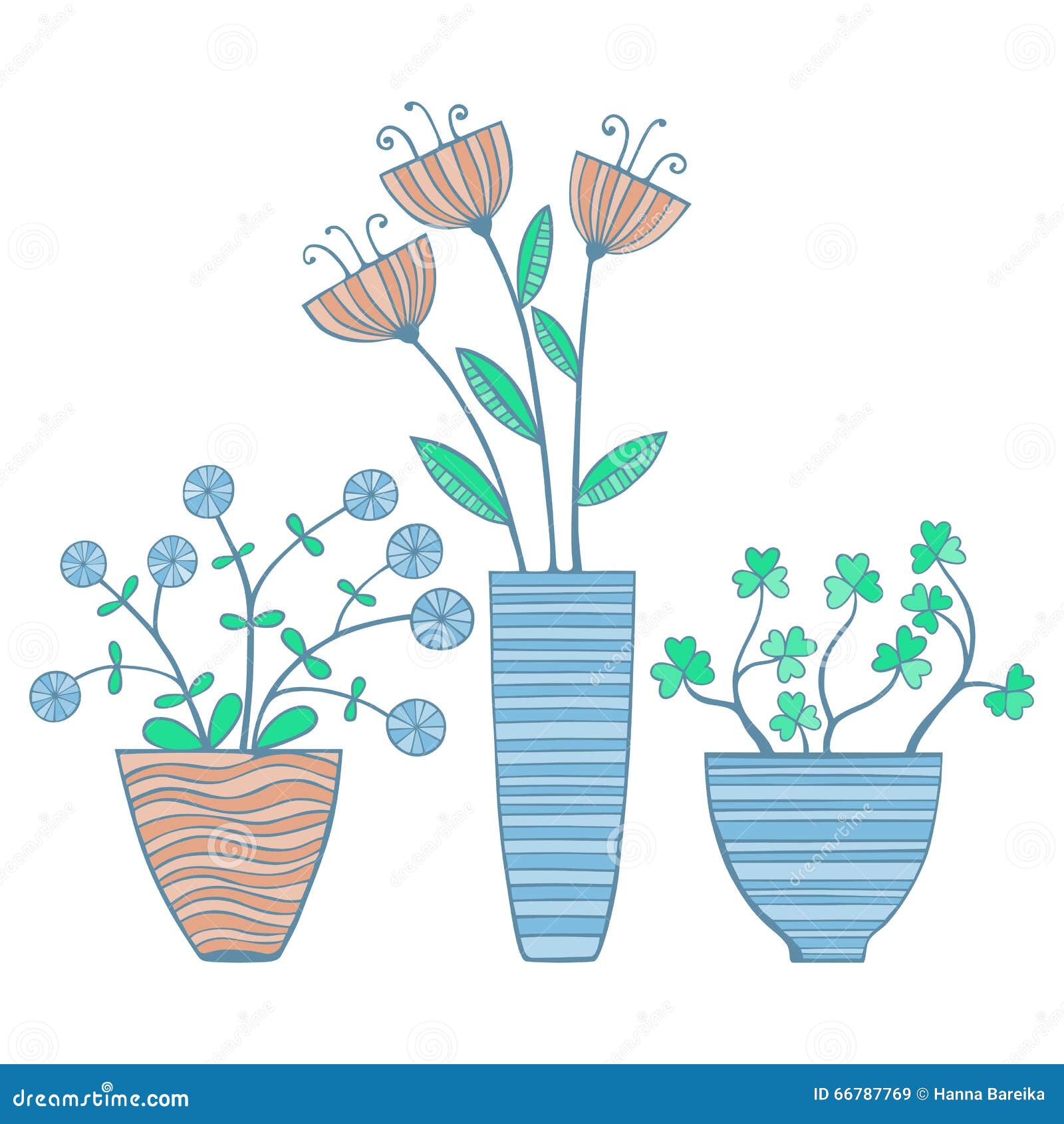 Beautiful Flowers in Pots, Vector Illustration. Stock Vector ...
