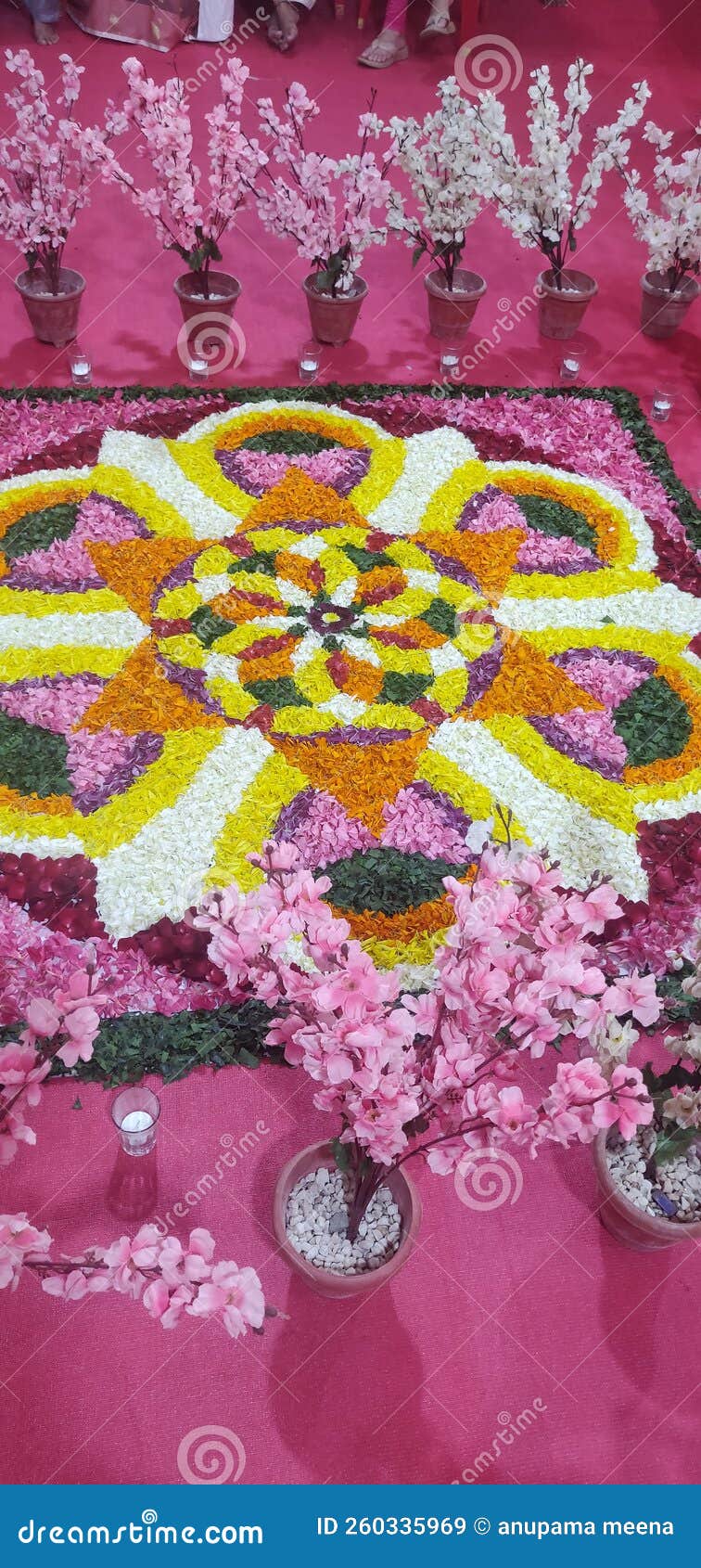 Beautiful Flowers Rangoli Bombay Temple Stock Image - Image of rangoli ...