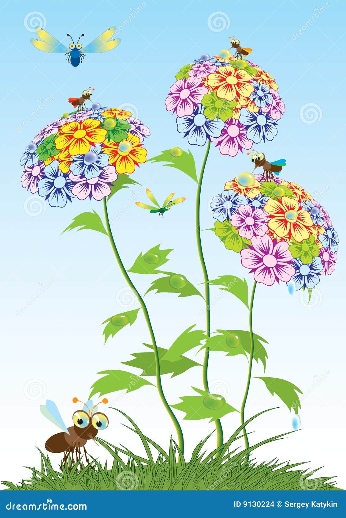 Beautiful flowers. Vector. stock vector. Illustration of sheet - 9130224