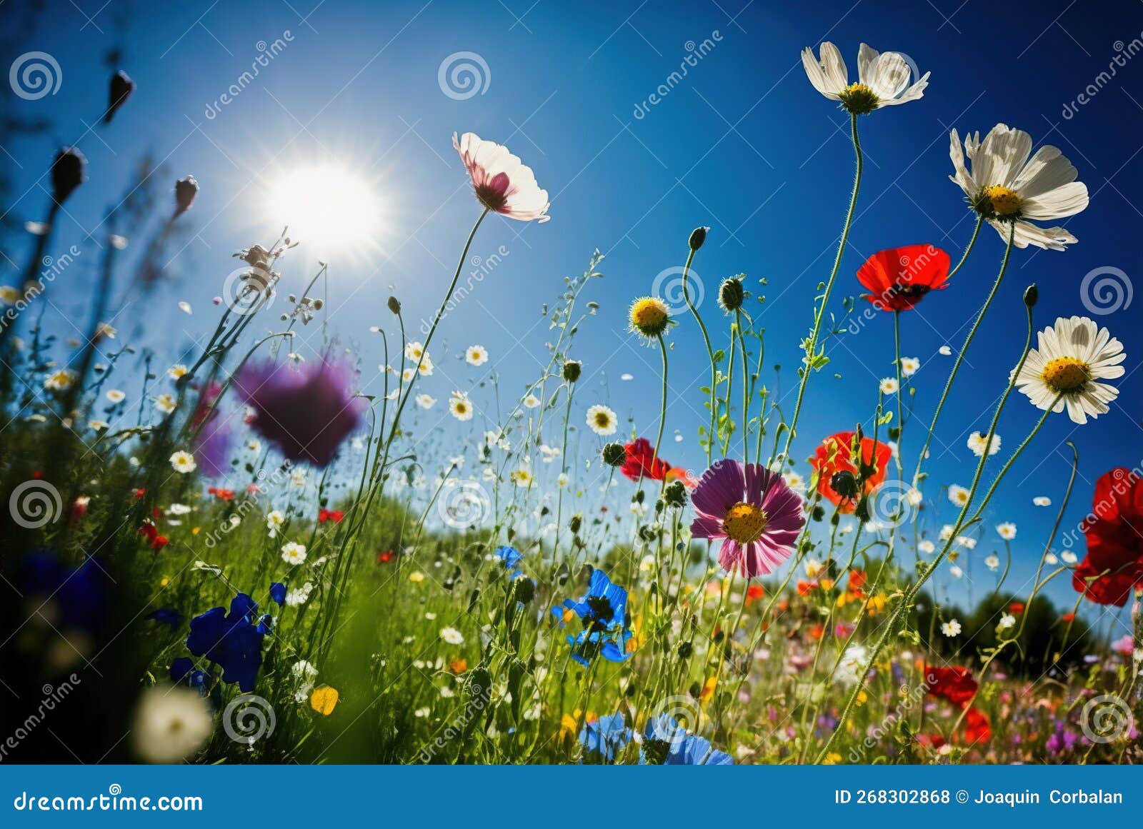 A Beautiful Flowery Meadow in Spring Ai Generated Stock Illustration - Illustration of ...