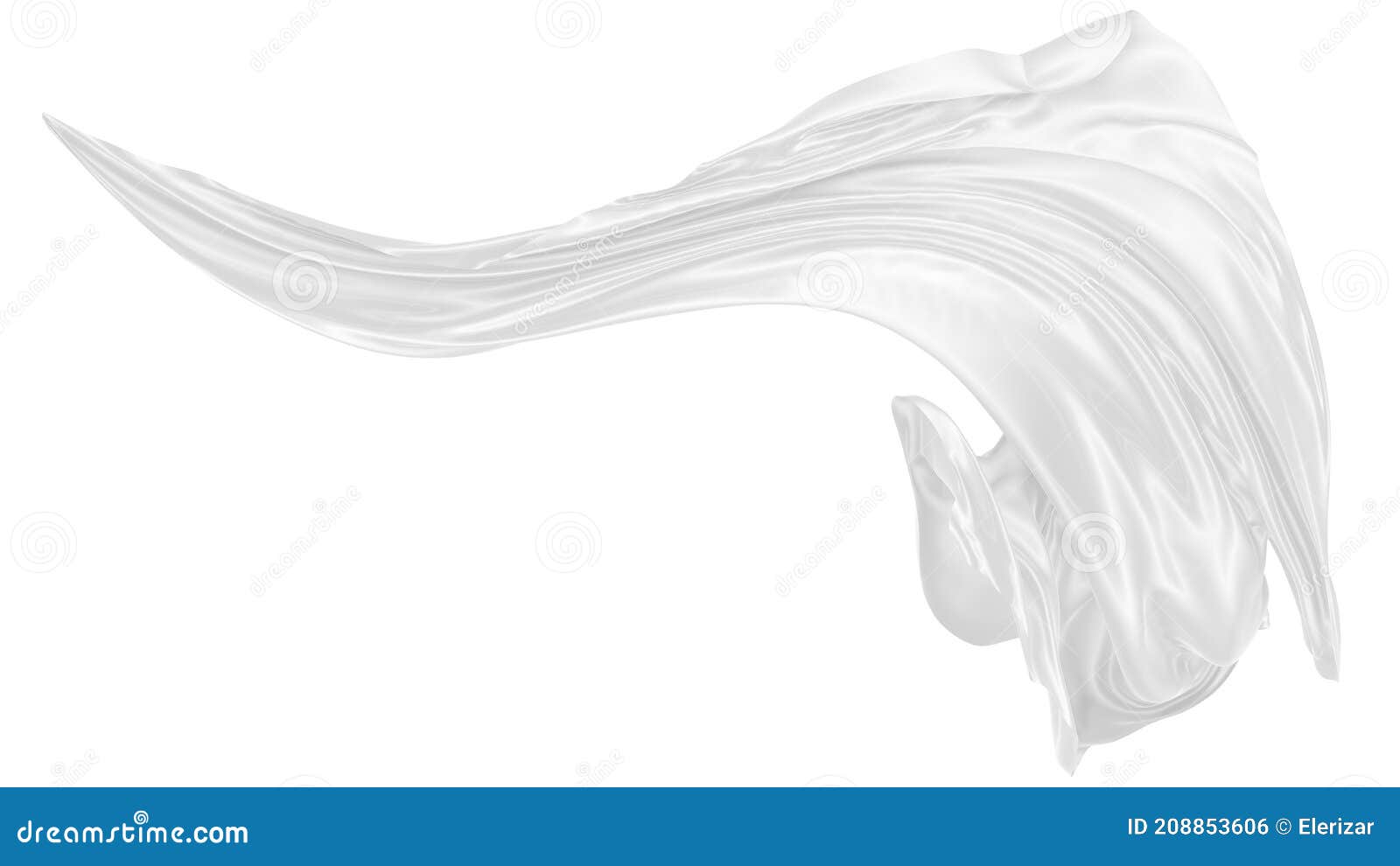 Beautiful Flowing Fabric of White Wavy Silk or Satin. 3d Rendering ...