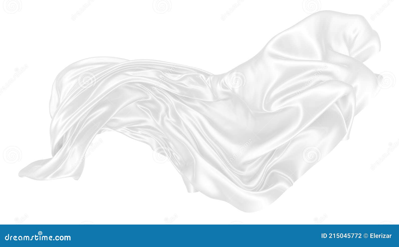 Beautiful Flowing Fabric of White Wavy Silk or Satin. 3d Rendering ...