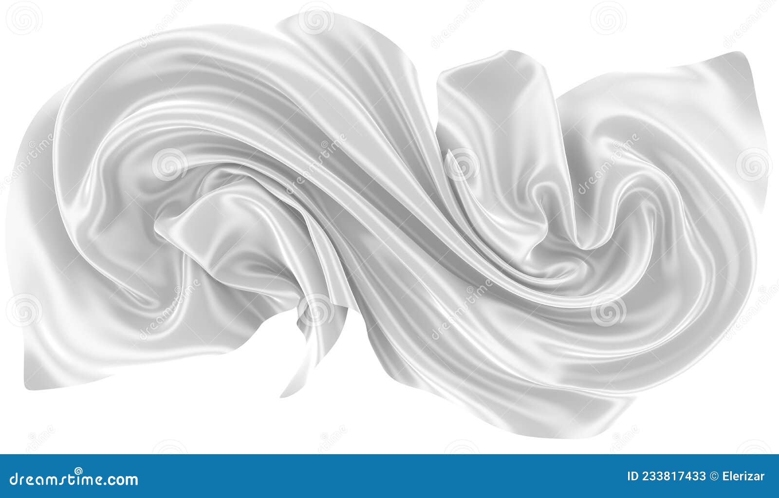 Beautiful Flowing Fabric of White Wavy Silk or Satin. 3d Rendering ...