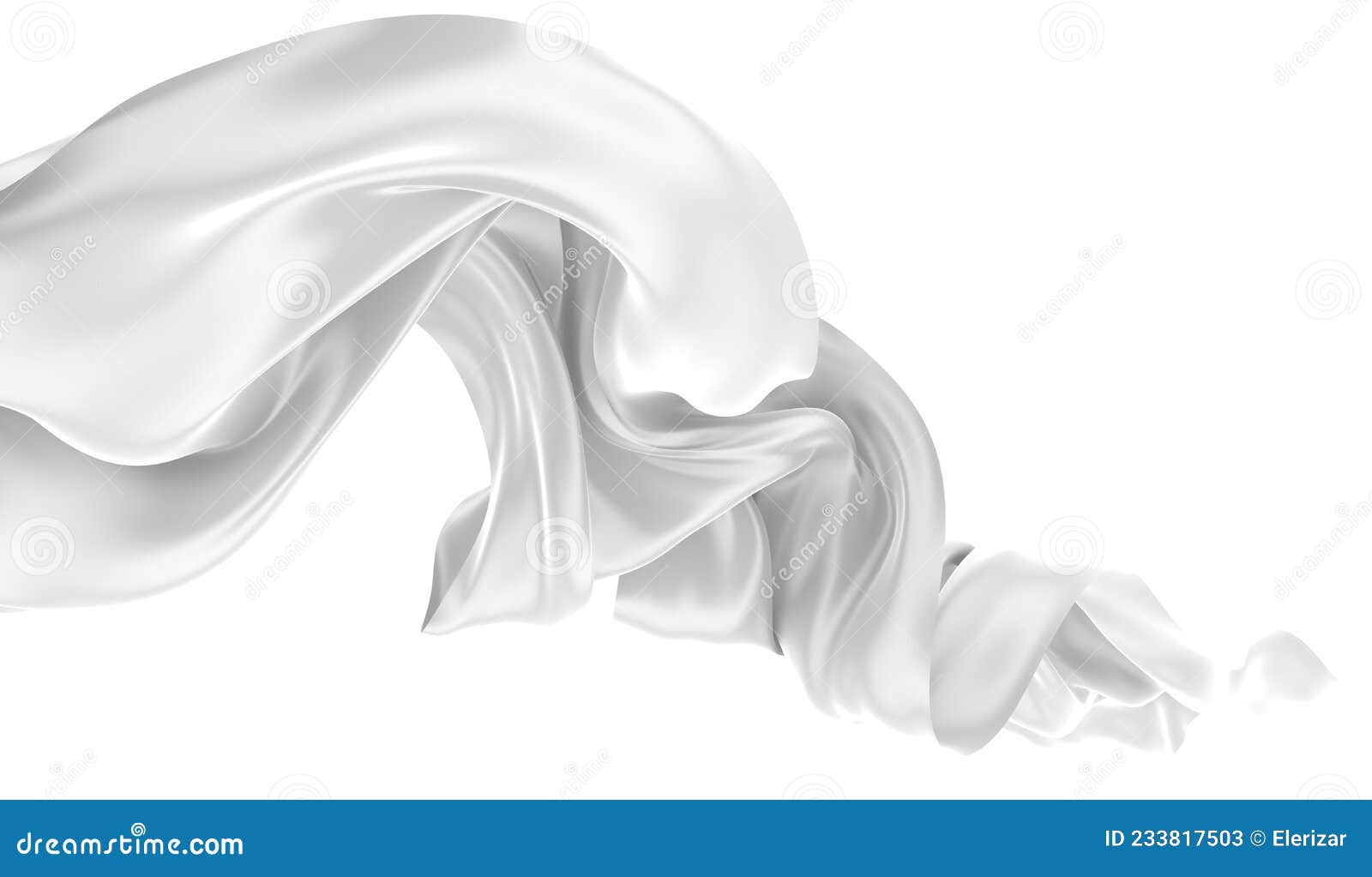 Beautiful Flowing Fabric of White Wavy Silk or Satin. 3d Rendering ...