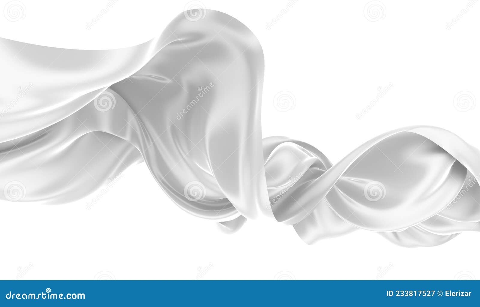 Beautiful Flowing Fabric of White Wavy Silk or Satin. 3d Rendering ...